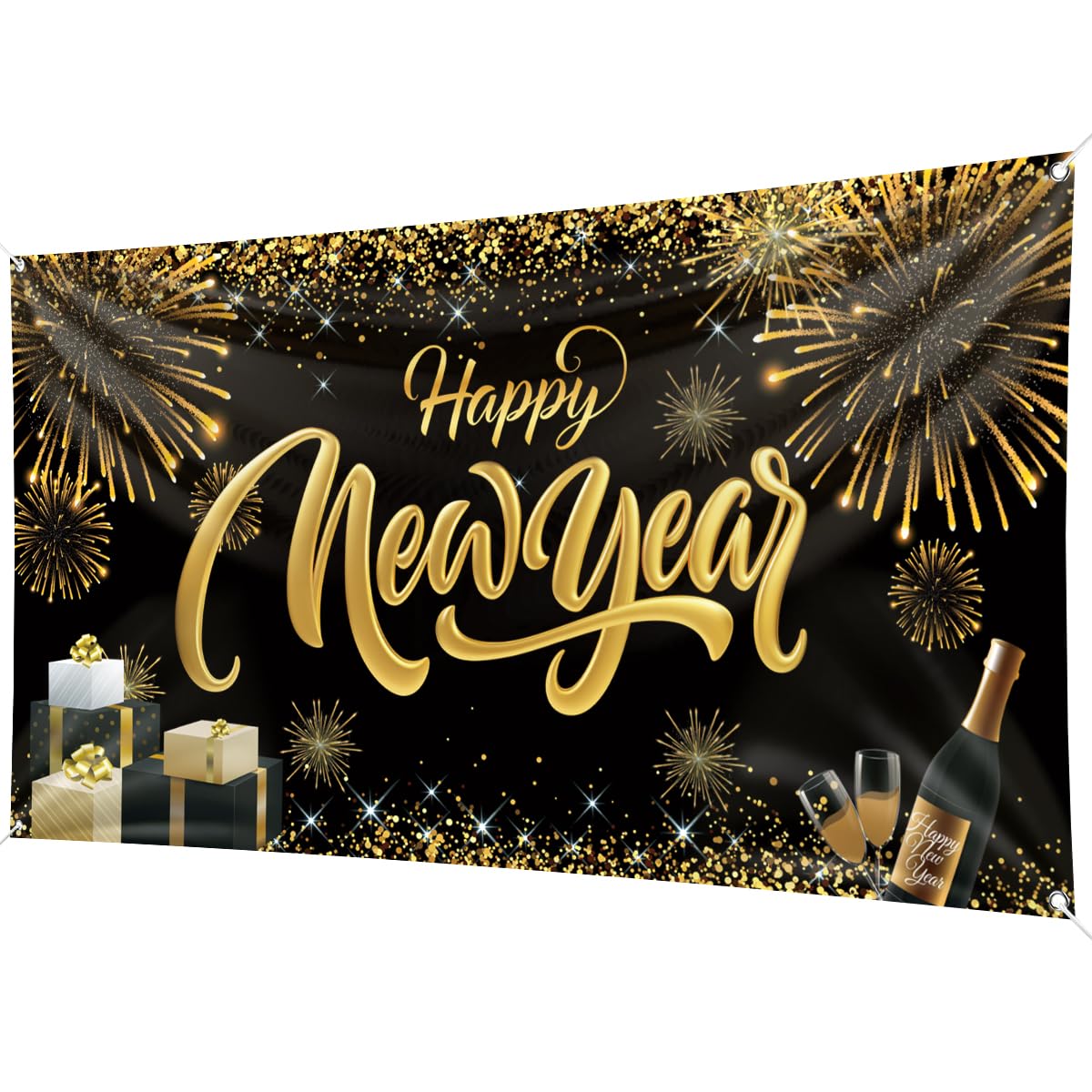 Amazon.com: Happy New Year Backdrop Banner, Large Size 78 x 43 Inch ...