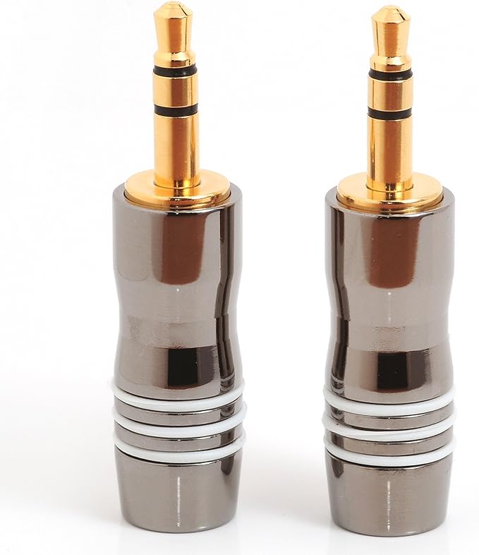 2x Gold Plated Mini 3.5mm Jack Plugs Premium Solder Fit Stereo Audio ...