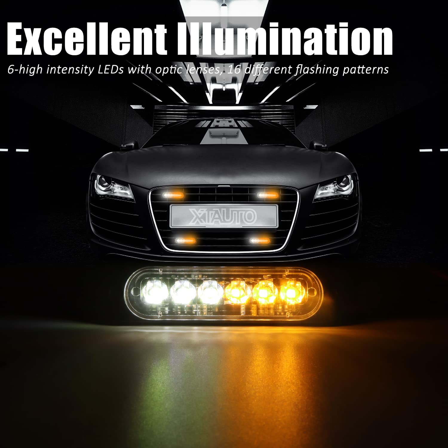 Snapklik.com : 4pcs Universal 12V-24V Super Bright Amber/White 18W 6 ...