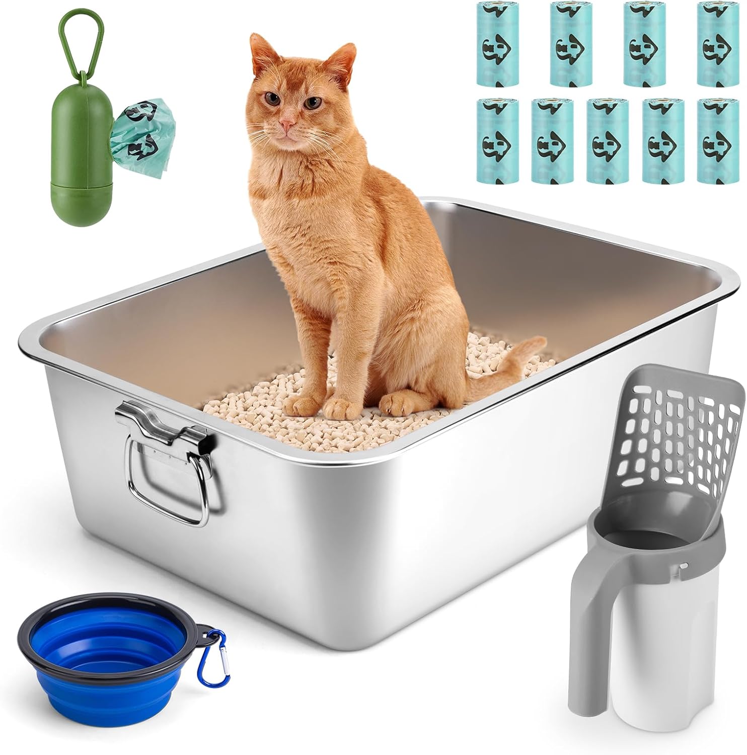 Amazon.com: Cat Litter Scooper with Holder & Stainless Steel Litter Box ...