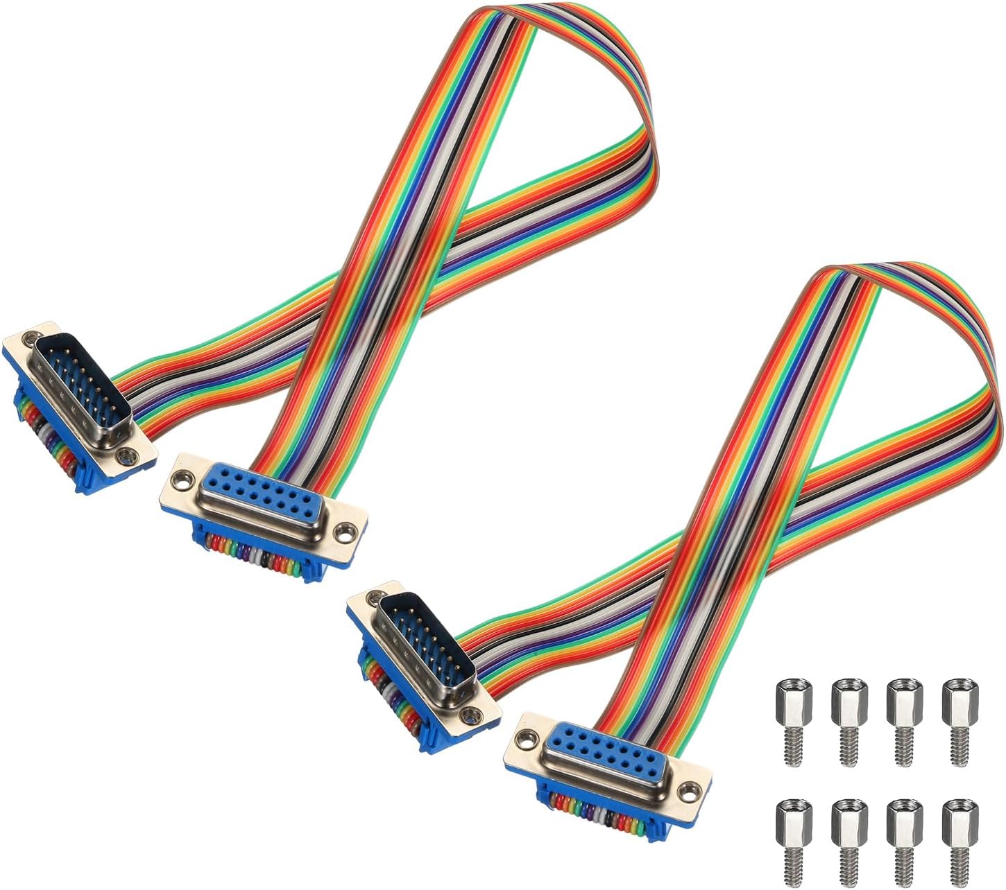 Amazon.com: MECCANIXITY 2 Pcs IDC Rainbow Wire Flat Ribbon Cable DB15 ...