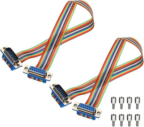 Amazon.com: MECCANIXITY 2 Pcs IDC Rainbow Wire Flat Ribbon Cable DB15 ...