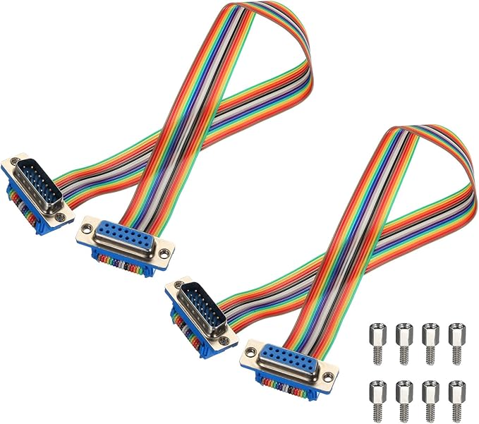 Amazon.com: MECCANIXITY 2 Pcs IDC Rainbow Wire Flat Ribbon Cable DB15 ...