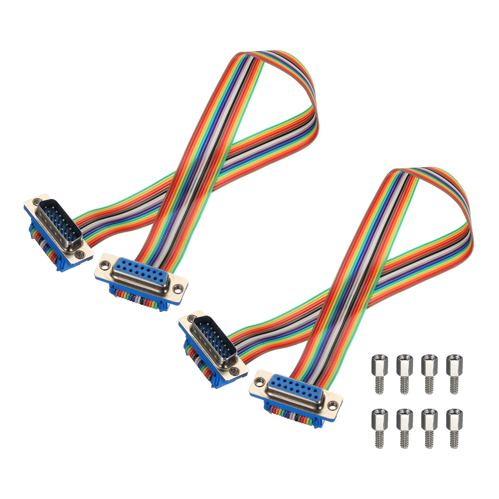 Amazon.com: MECCANIXITY 2 Pcs IDC Rainbow Wire Flat Ribbon Cable DB15 ...