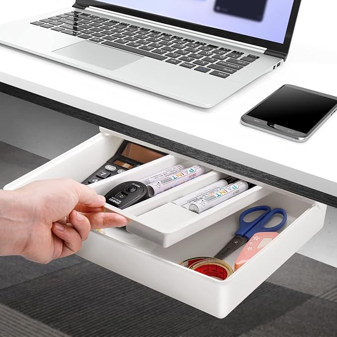 HEKOBAG Under Desk Drawers, Hidden Large Capacity Desk Organizer Box ...