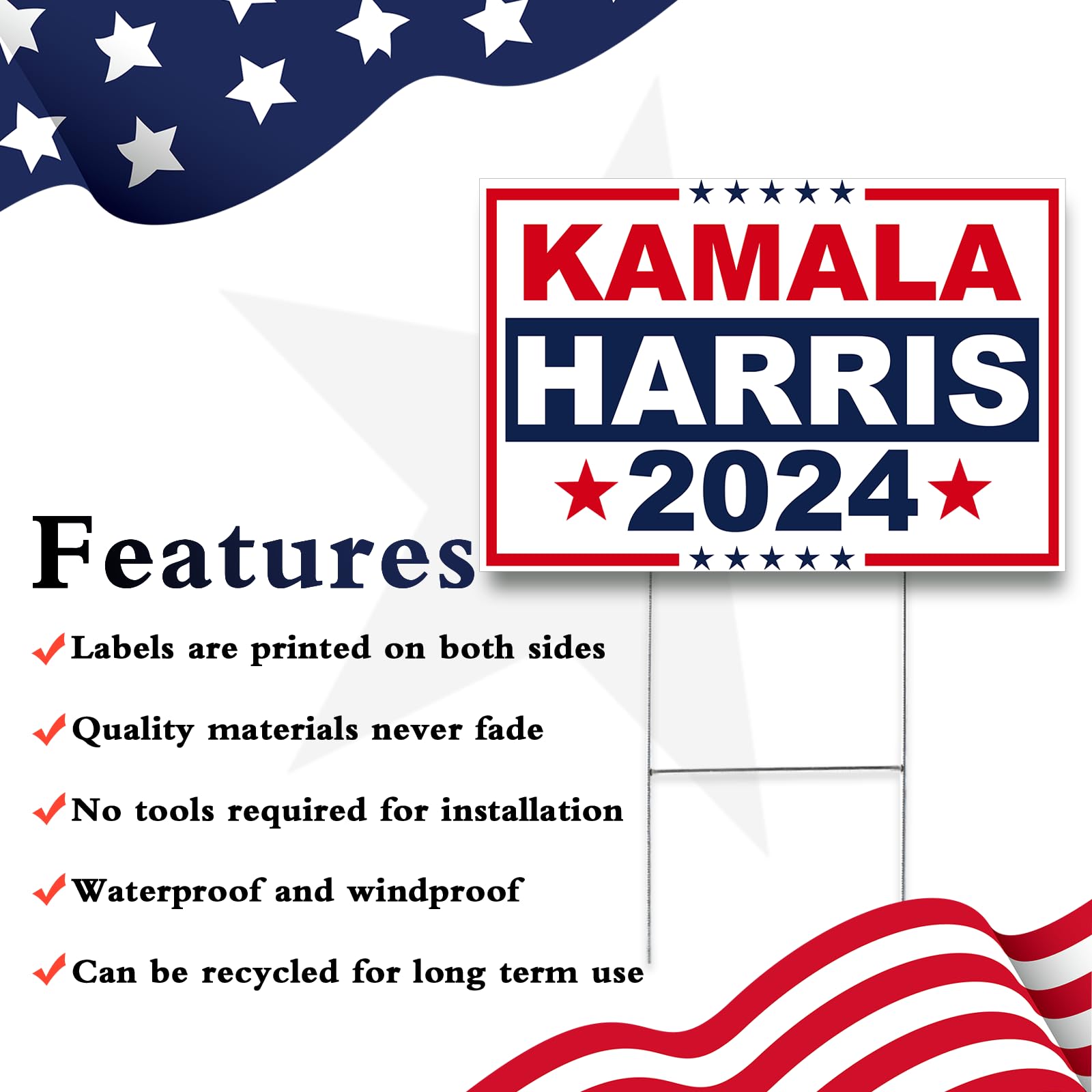 Snapklik.com : Oligei Kamala Harris 2024 Yard Signs 18" X 24", Double ...