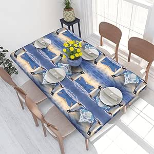 Amazon.com: Vuiopuf Penguin Tablecloth Rectangular 4x2.5ft-Water ...