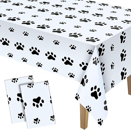 Amazon.com: Tatuo 2 Pcs Puppy Paw Print Plastic Tablecloth Disposable ...