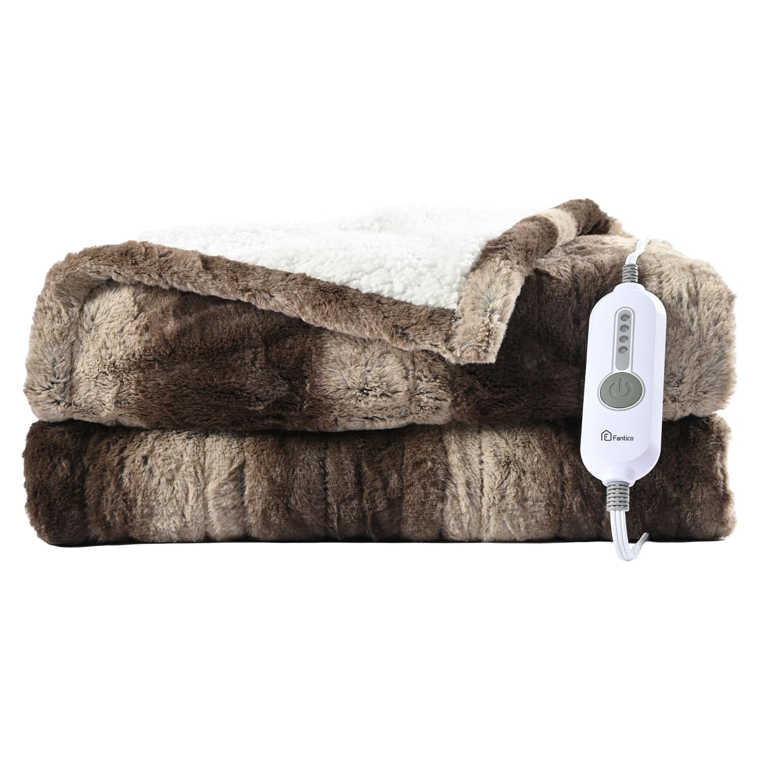 Amazon.com: Fantico Heated Throw Blanket，Plush Faux Fur to Warm Sherpa ...