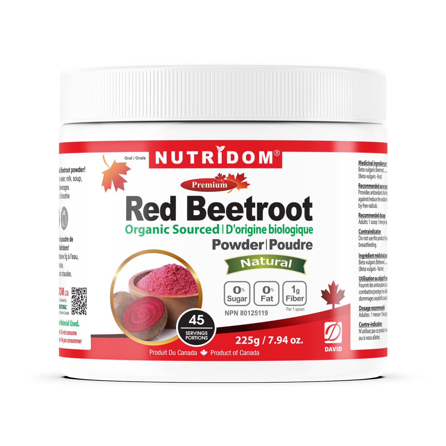 Nutridom Organic Beet Root Powder, 5,000 mg per Scoop, Non-GMO, Vegan ...