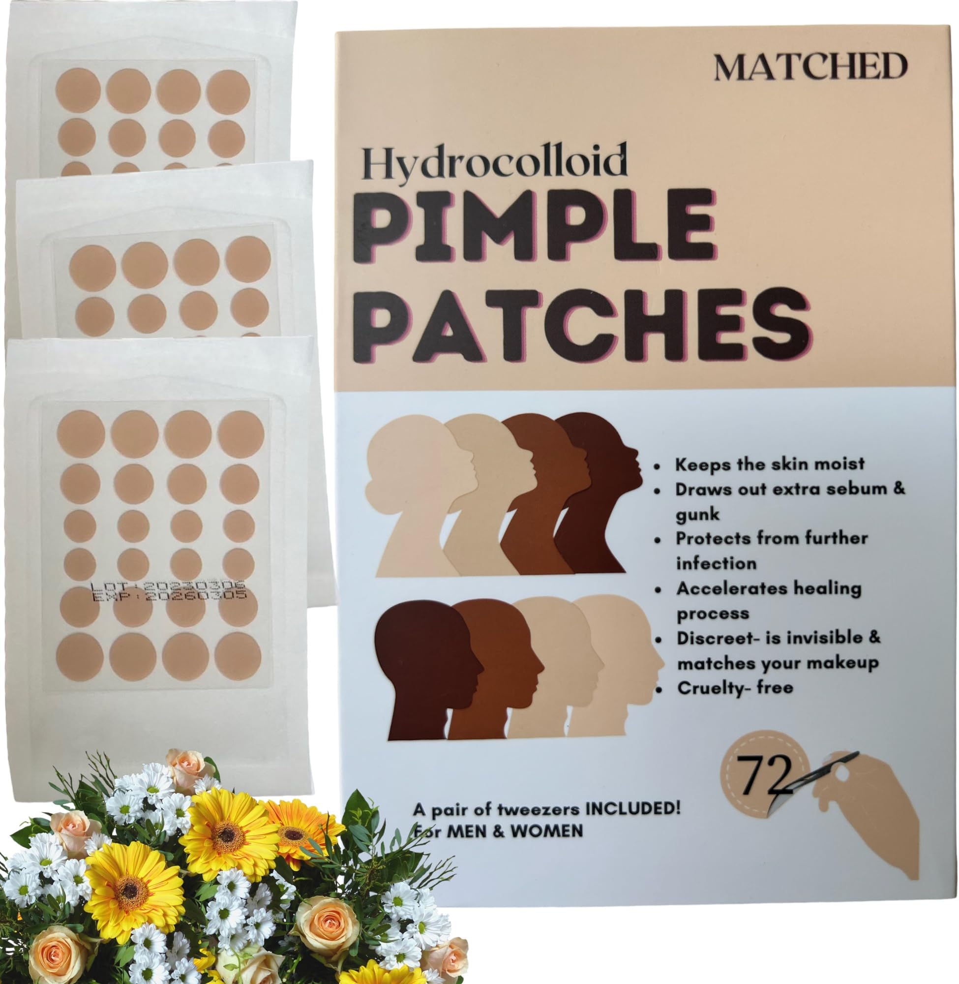 Matched Hydrocolloid Pimple Patches Truly Invisible