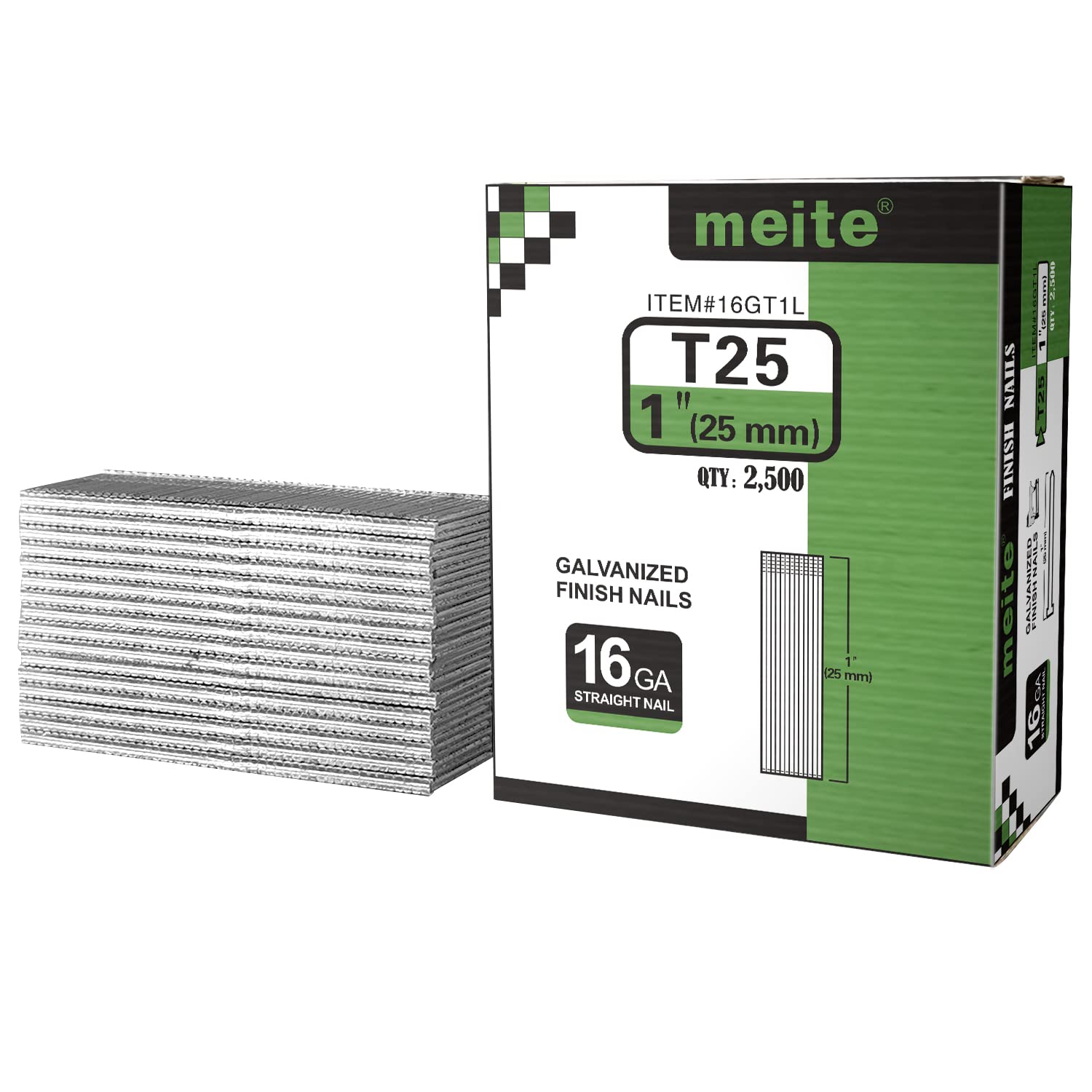 meite Type 16G / 25 mm Finish Nails, 16 Gauge Finish Nails Galvanised ...