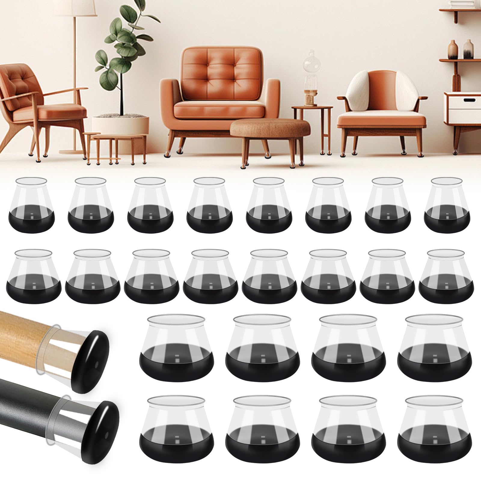 24Pcs Chair Leg Covers Sliders, 3 Sizes Chair Table Feet Covers, Chair ...