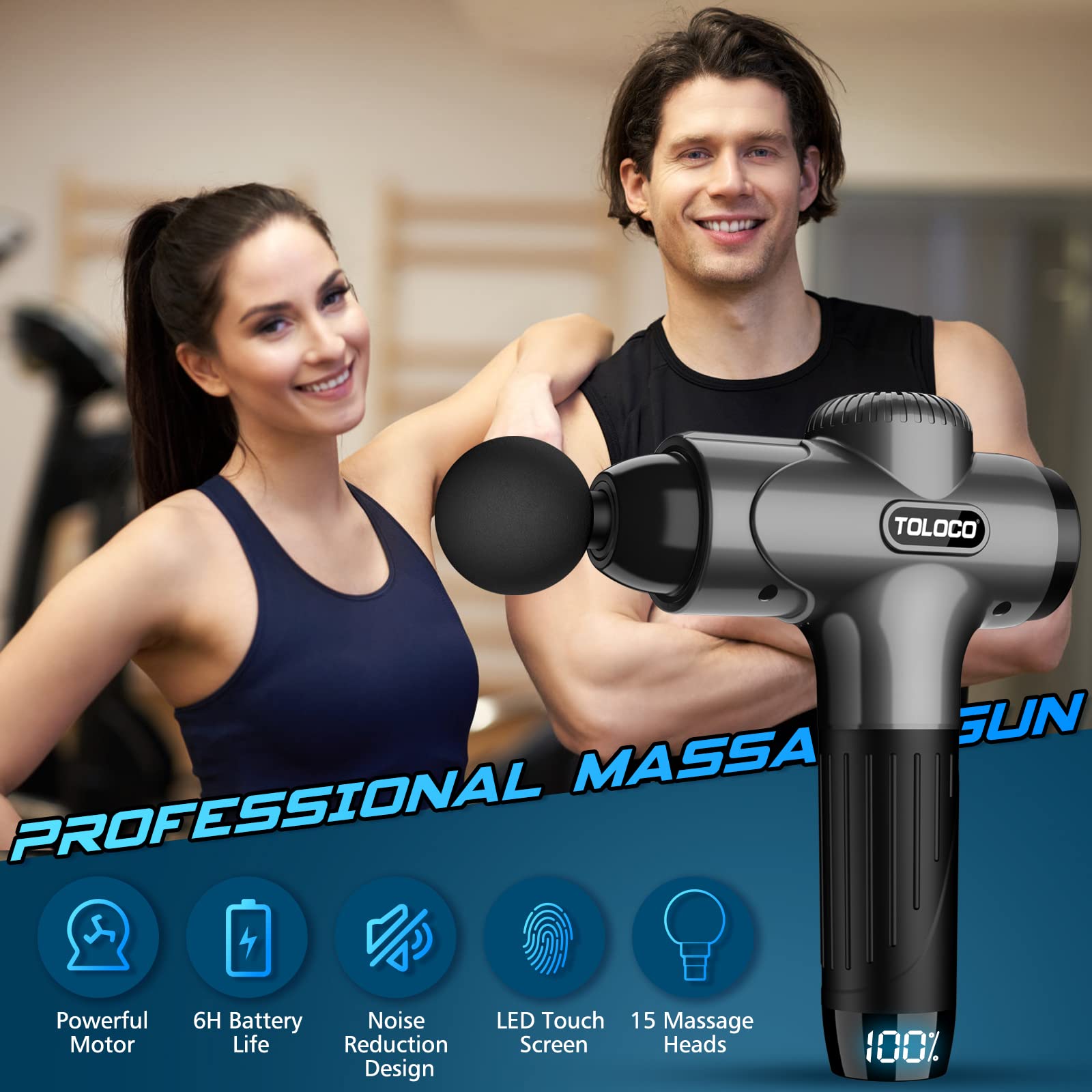 TOLOCO Massage Gun, Muscle Massage Gun Deep Tissue, Percussion Massage ...