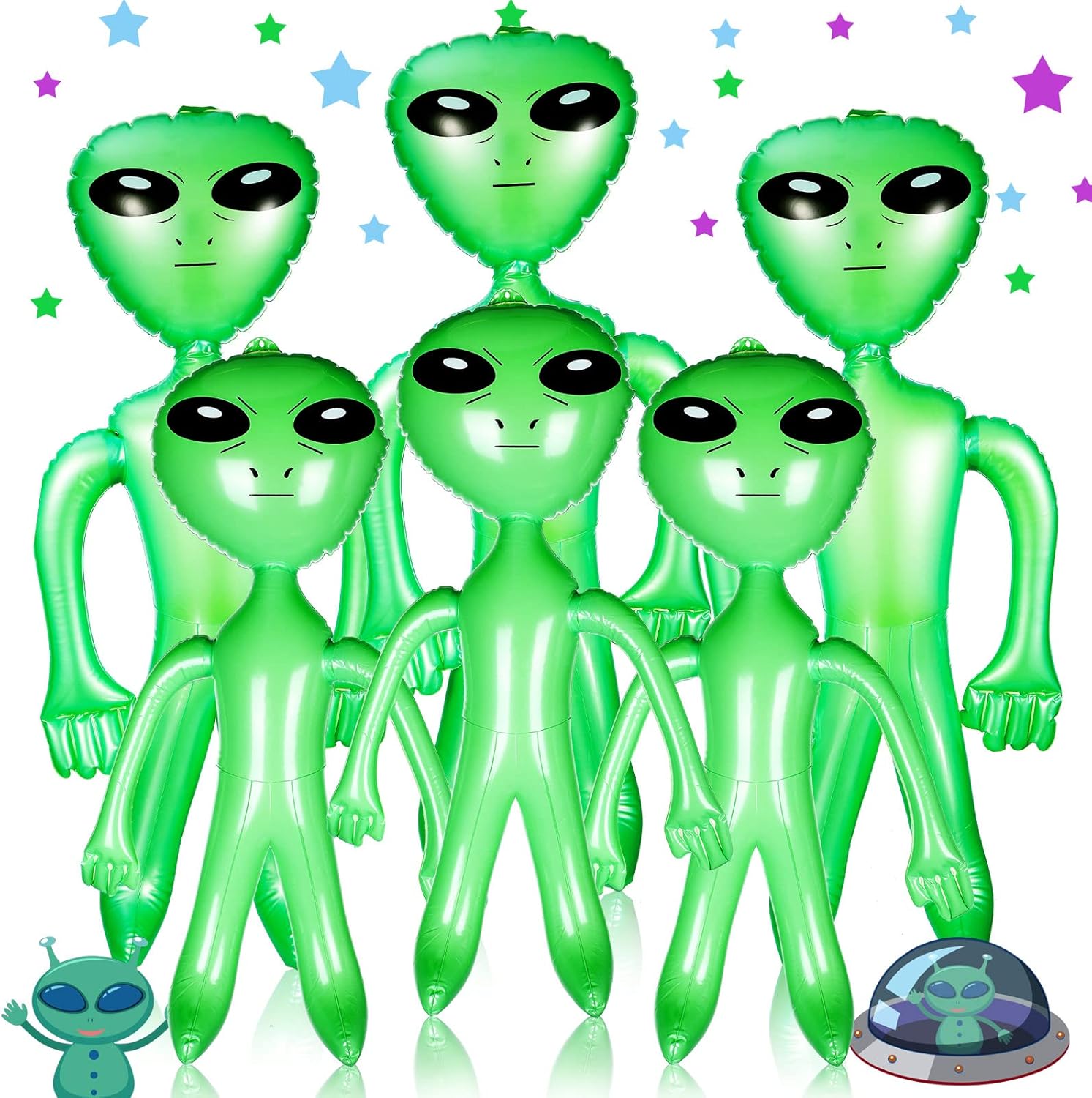 Amazon.com: 6 Pcs Inflatable Alien, 35 Inch and 24 Inch Blow Up Green ...