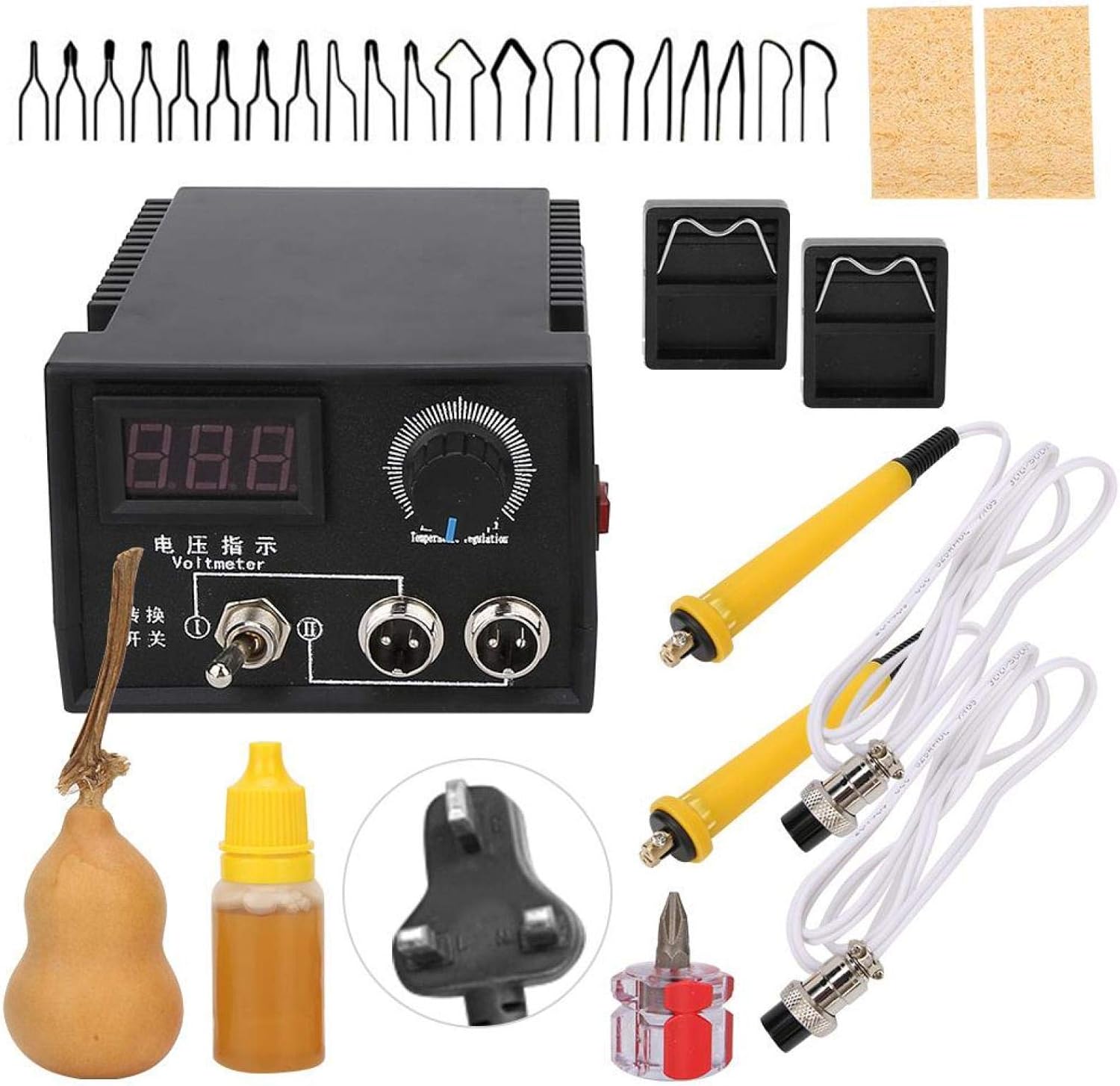 Pyrography Machine Digital Display Dual Interface Wood Burning Kit ...