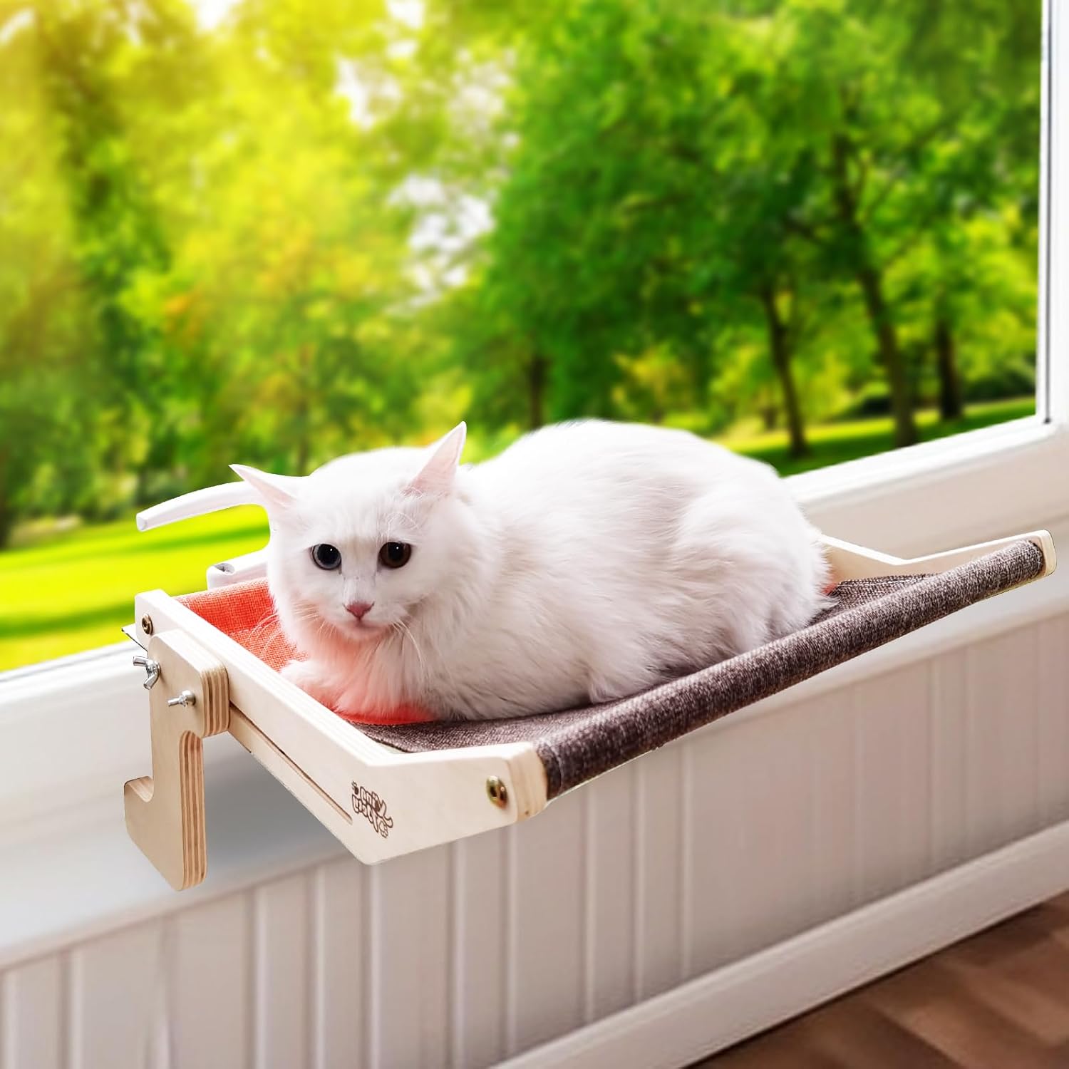 Amazon.com: Cat Window Perch Cat Window Hammock with Natural Wooden cat ...