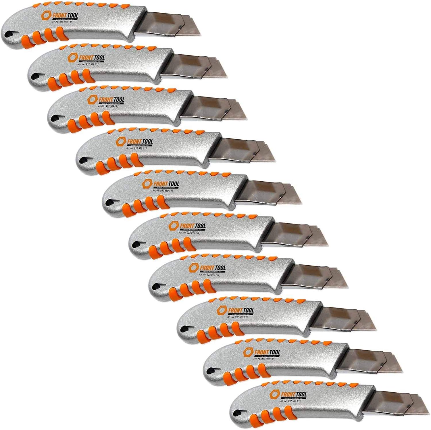10 St. FRONTTOOL Cuttermesser Alu Profi 18 mm aus schlagfestem Alu ...