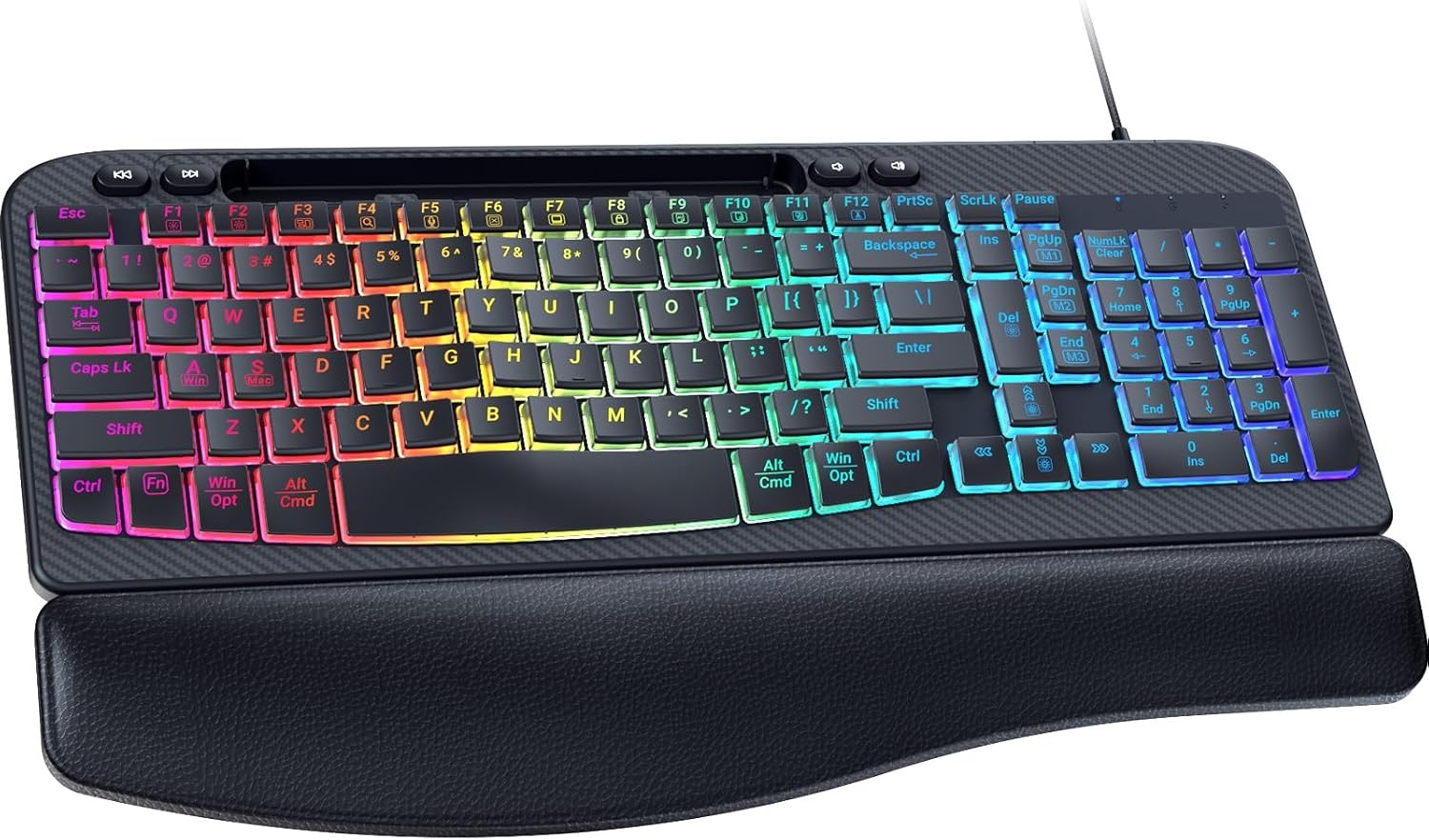 Amazon.com: VEILZOR Ergonomic Backlit Keyboard with Wrist Rest, 7 ...