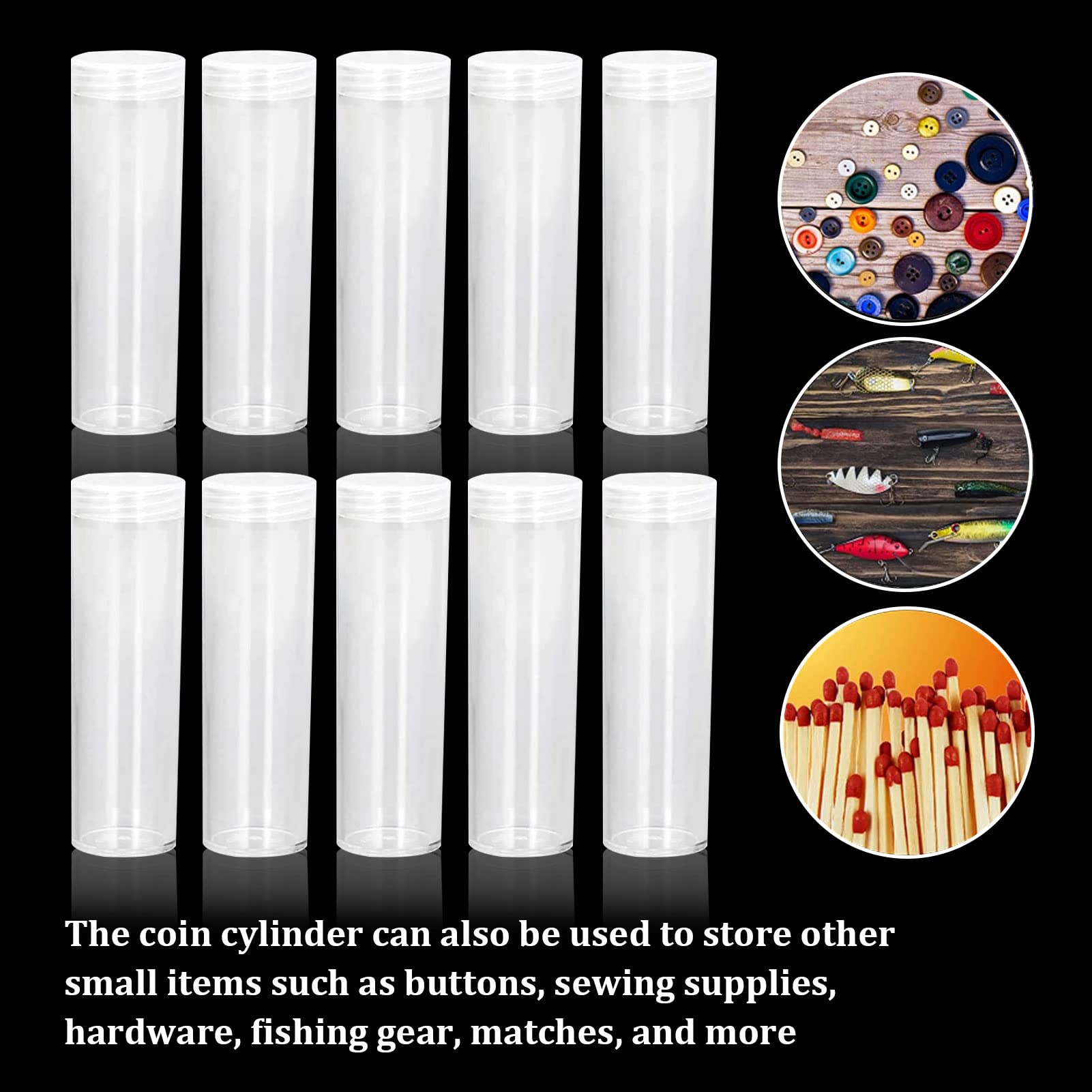 Coin Tubes 10 Coins Safe Clear Archival Plastic US Quarter Size (10 ...
