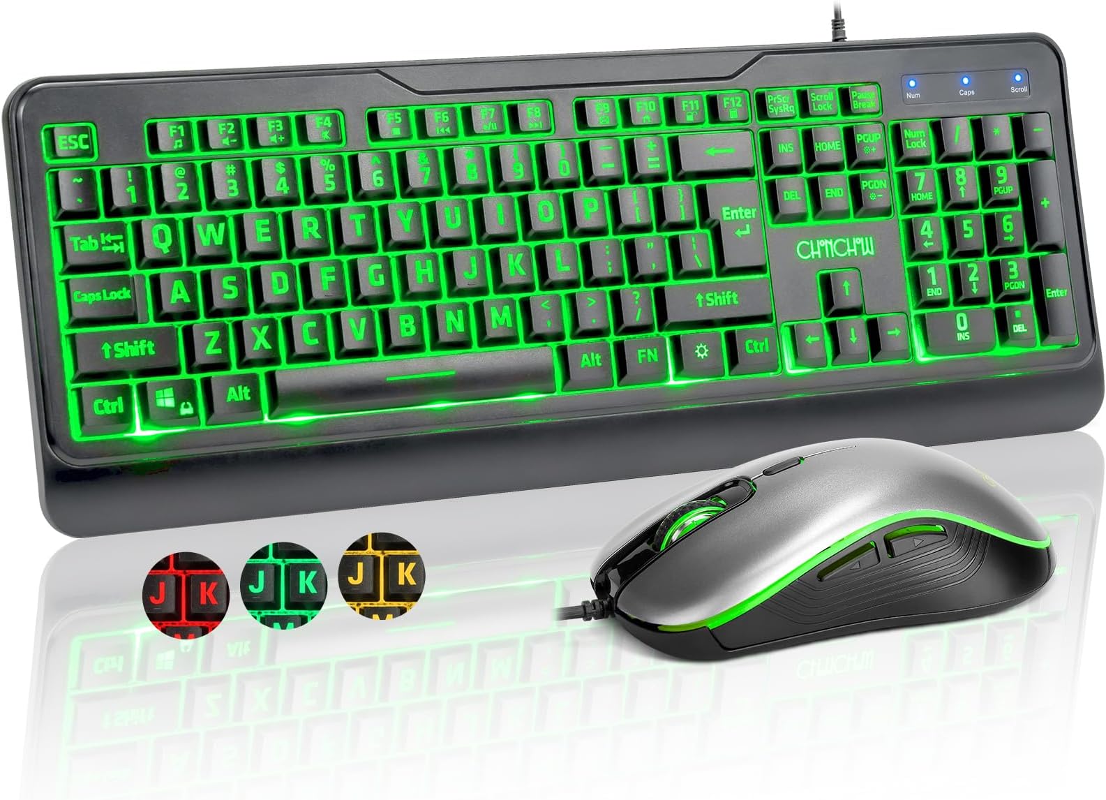 Amazon.com: Rii Three Colors Backlit Keyboard and Mouse, Wired Keyboard ...