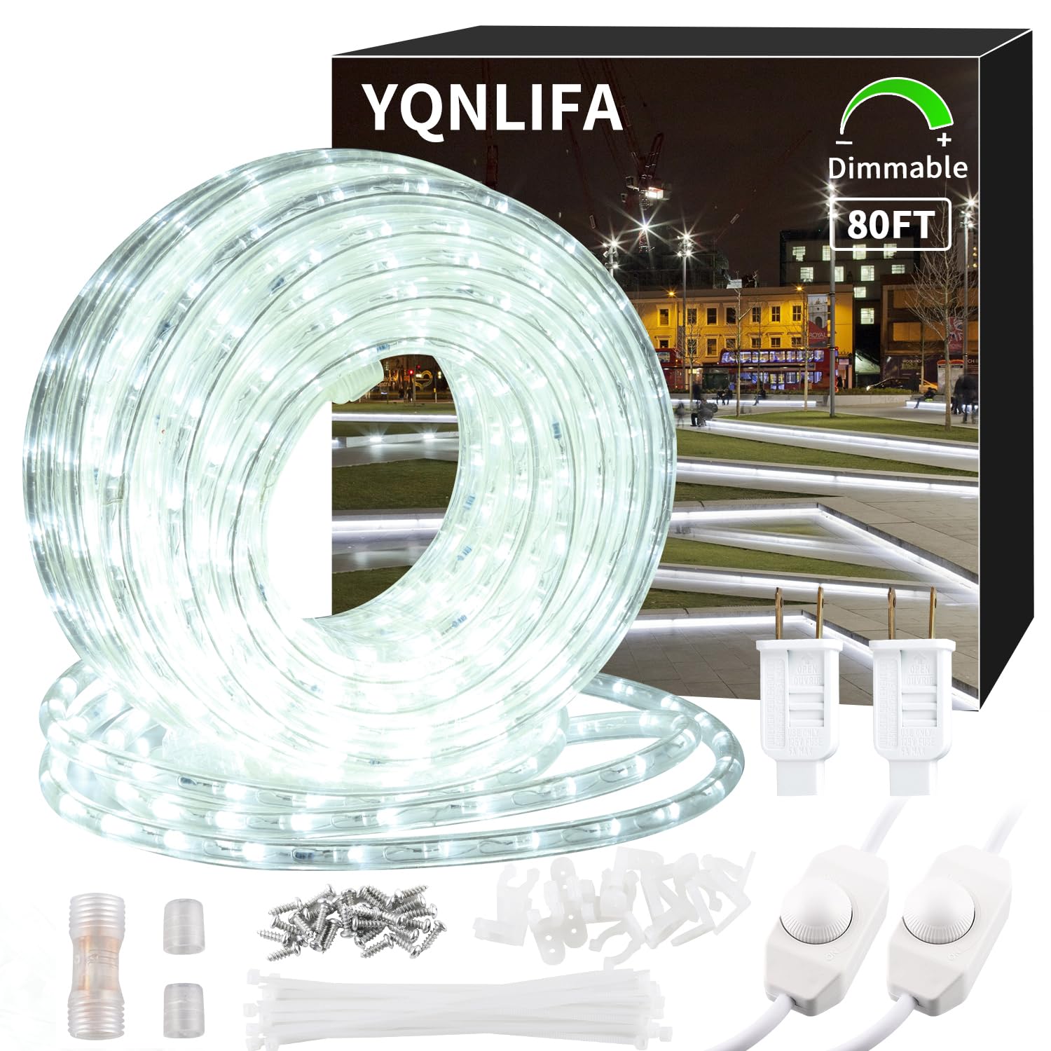Amazon.com: YQNLIFA Dimmable 80ft LED Rope Lights, 864 LEDs IP65 ...
