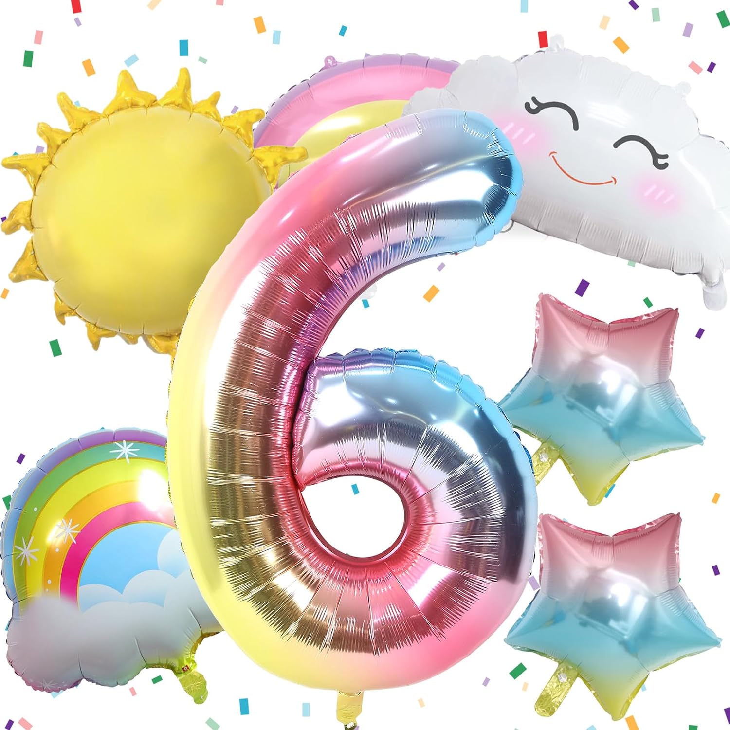 Amazon.com: 6th Birthday Decorations Girl, 6th Rainbow Birthday ...