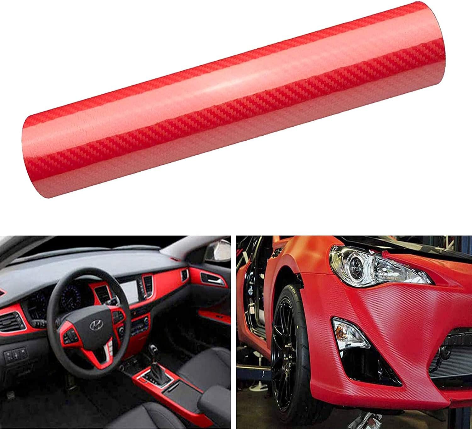 Amazon.fr : CompraFun Film Covering Carbone Rouge, Film Autocollant de ...