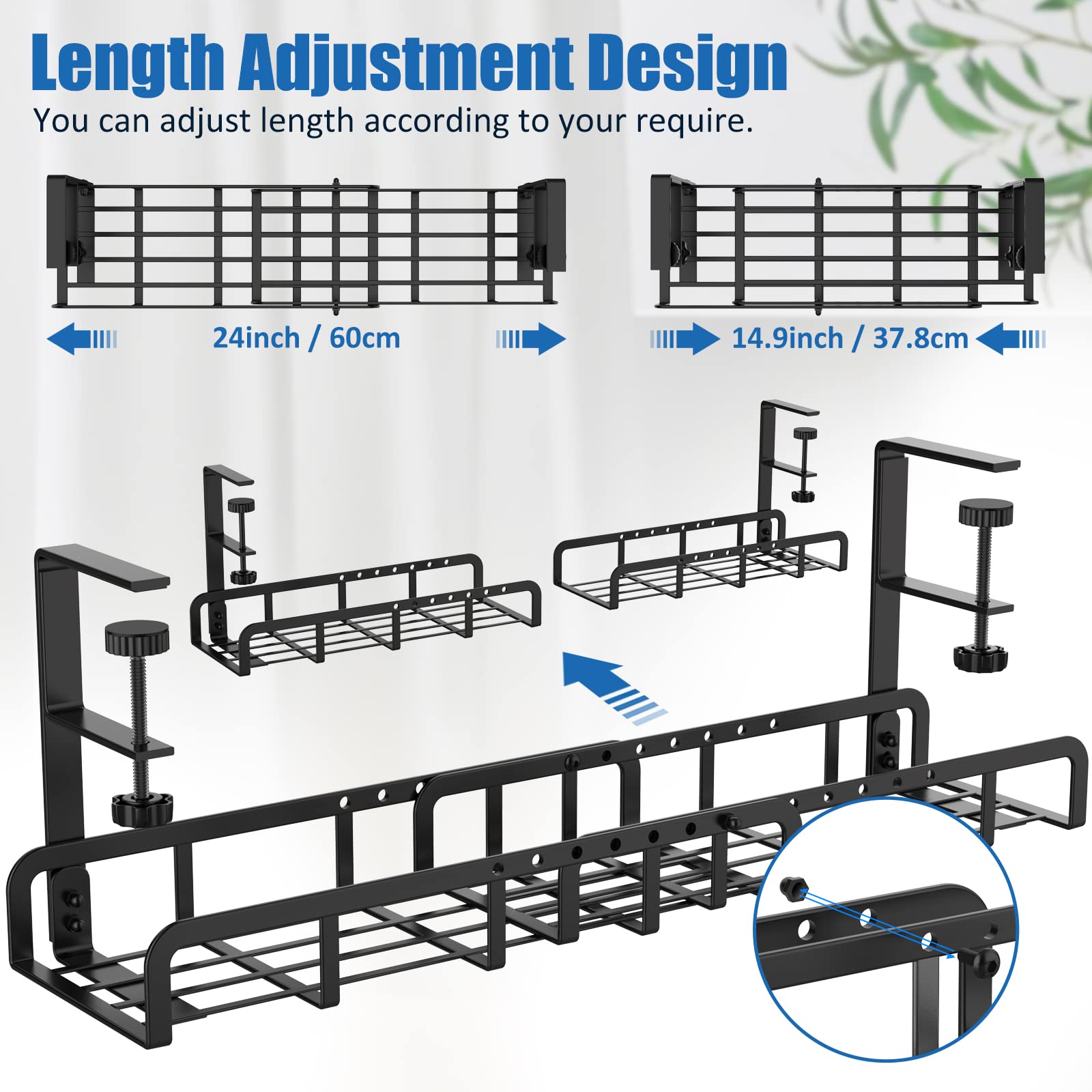 Snapklik.com : Expandable Retractable Under Desk Cable Management Tray ...