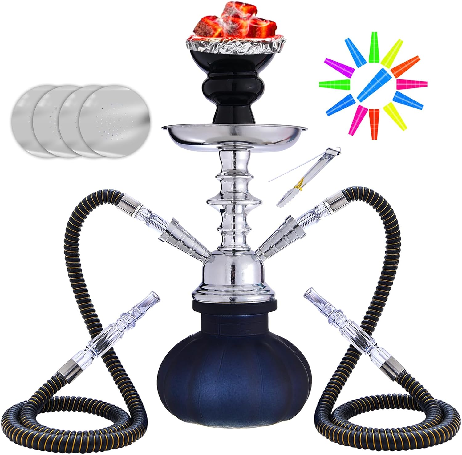 Amazon.com: 11" Mini 2-Hose Hookah Set with Unique Pumpkin Glass Base ...