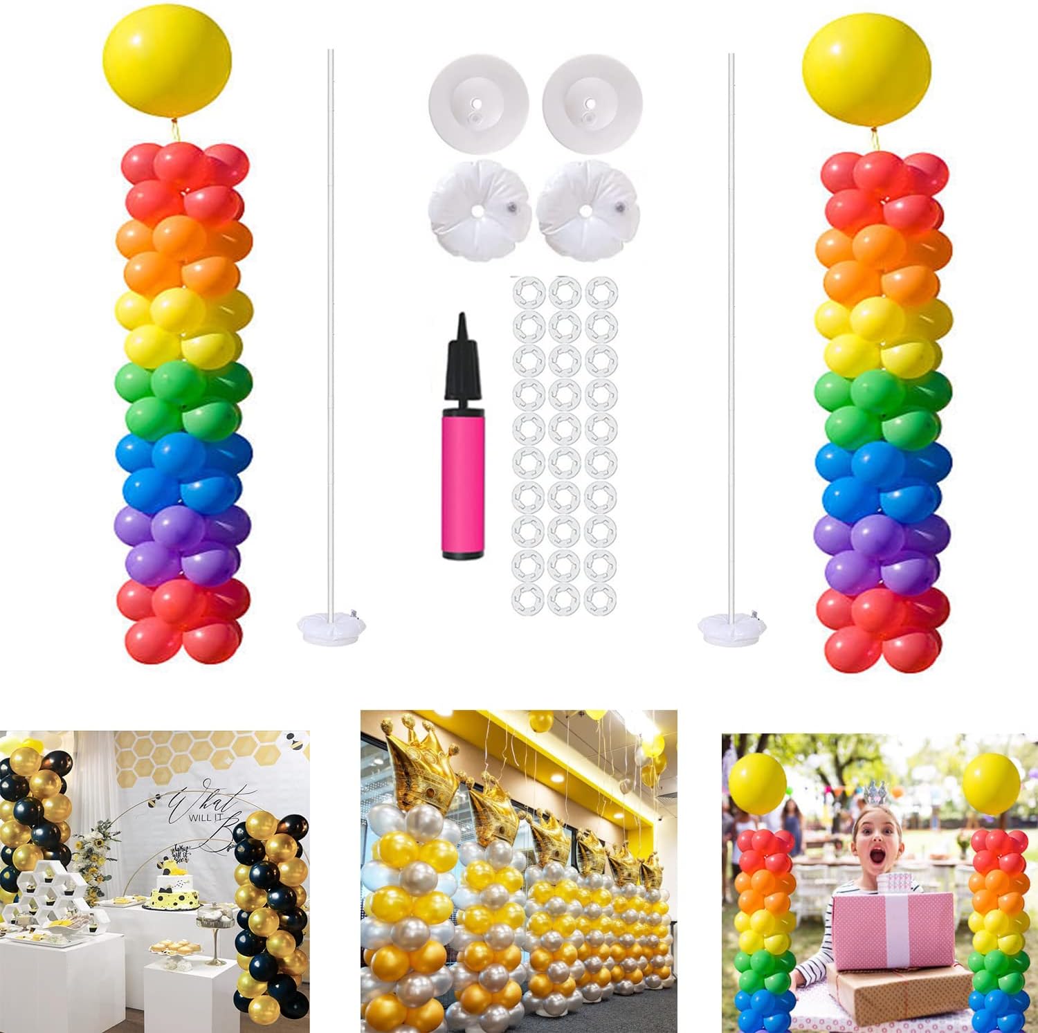 Amazon.com: JCHB 8 Feet Balloon Column Kit, Set of 2, Balloon Tower ...