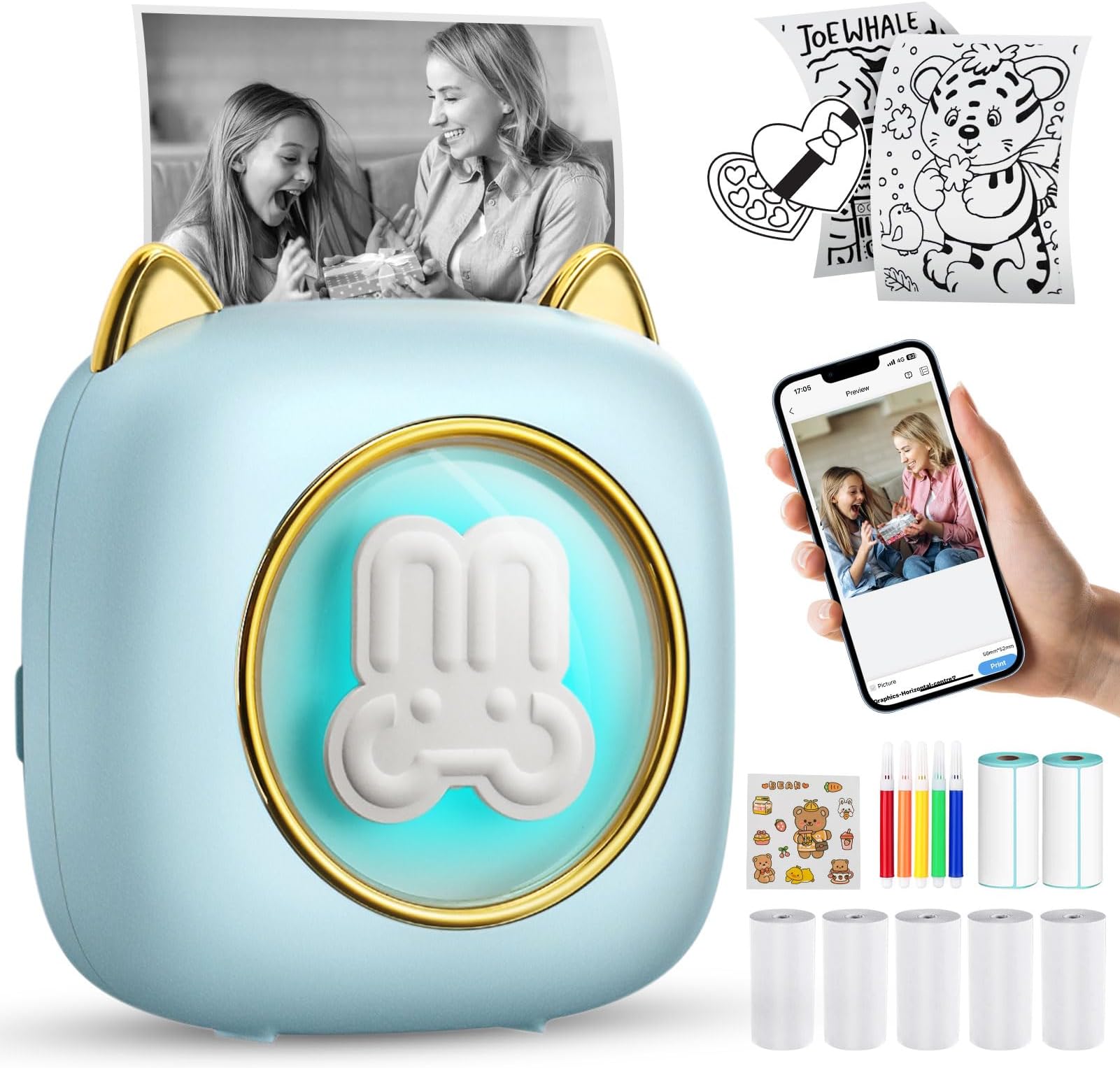 Amazon.com: Mini Printer Portable, Inkless Note Printer, Pocket Thermal ...