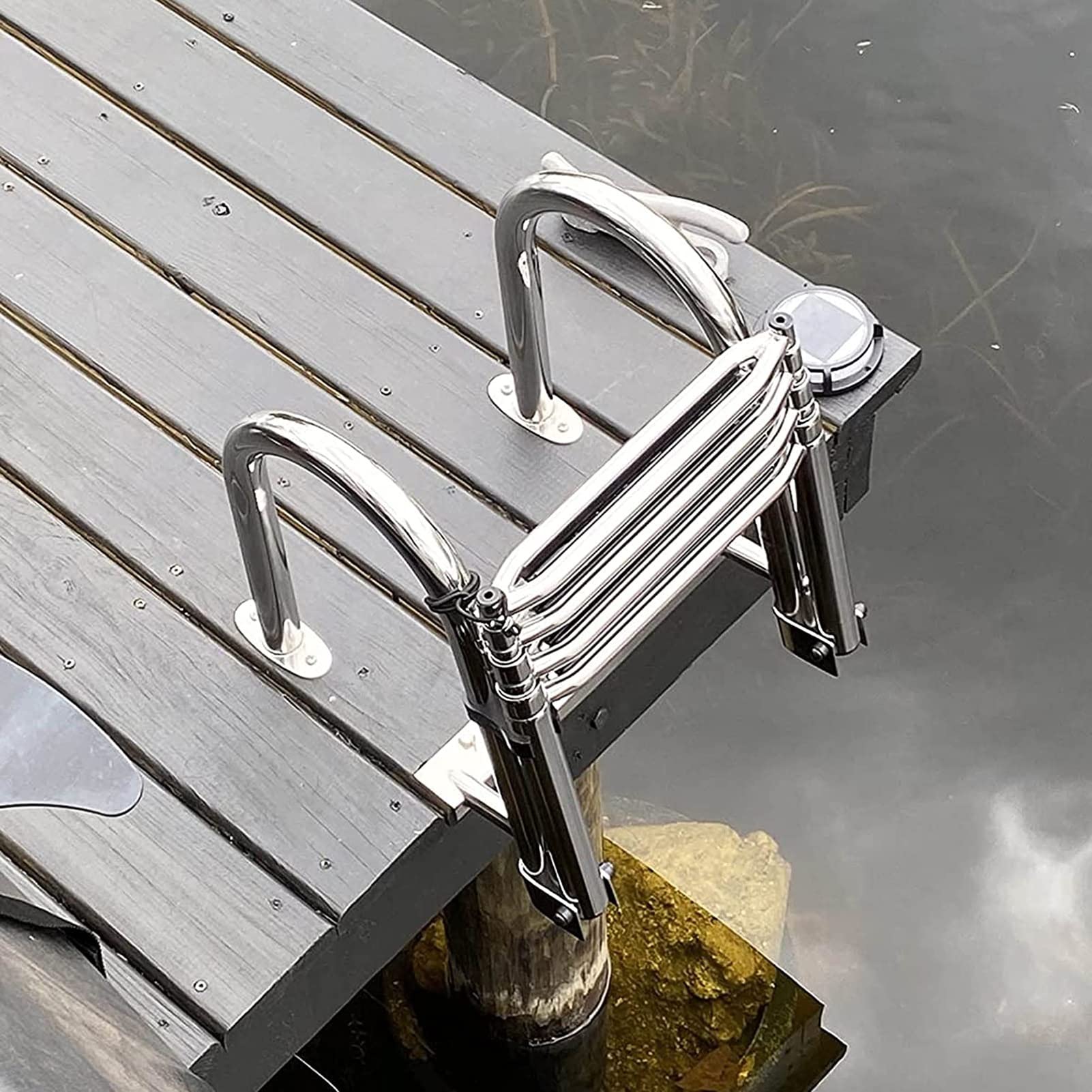 Buy 4 Steps Telescopic Swimming Pool Ladder Non-Slip Deck Ladder Marine ...