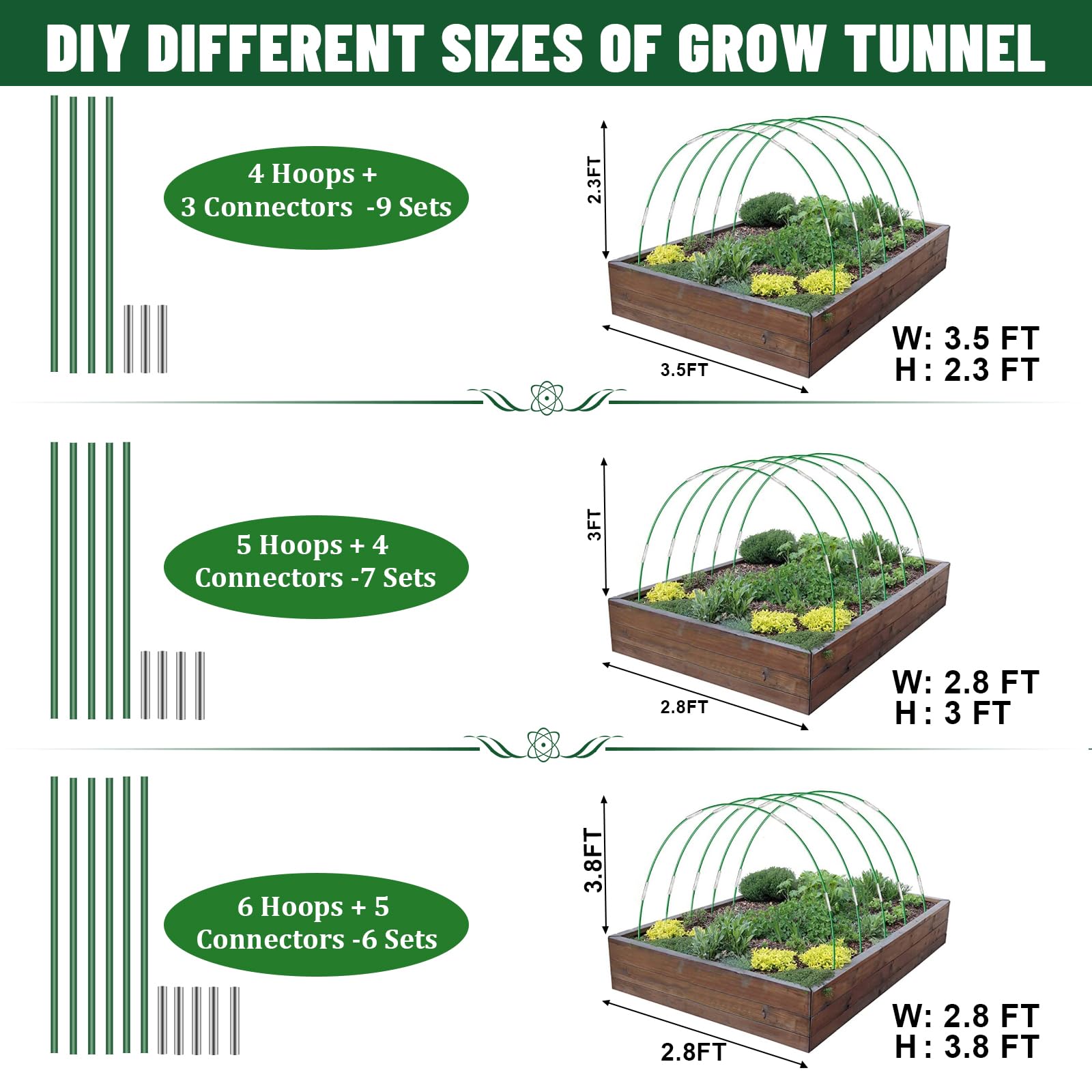 Snapklik.com : ALEXPRE Garden Hoops For Raised Beds, 36 Pcs 17 Inch ...