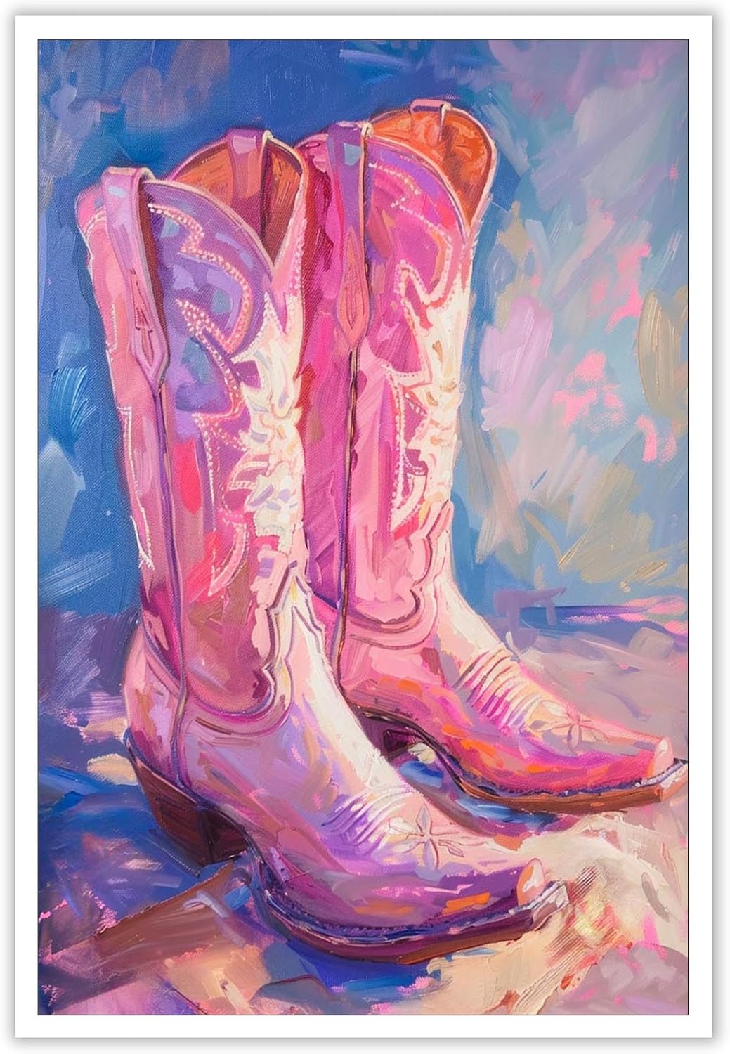 Amazon.com: CRTDYQU Pink Cowgirl Boots Wall Art - Pink Boot Poster ...