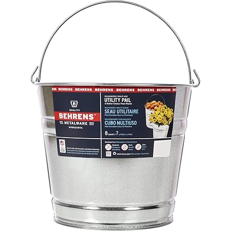 Amazon.com: Behrens 1214GS Galvanized Steel Utility Pail, 14-Quart ...