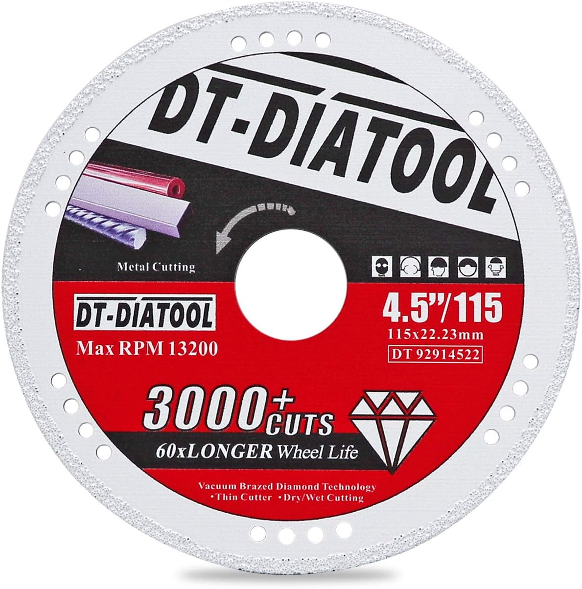 DT-DIATOOL Diamond Cut Off Wheels 4-1/2 x 7/8 for Steel Iron Rebar ...