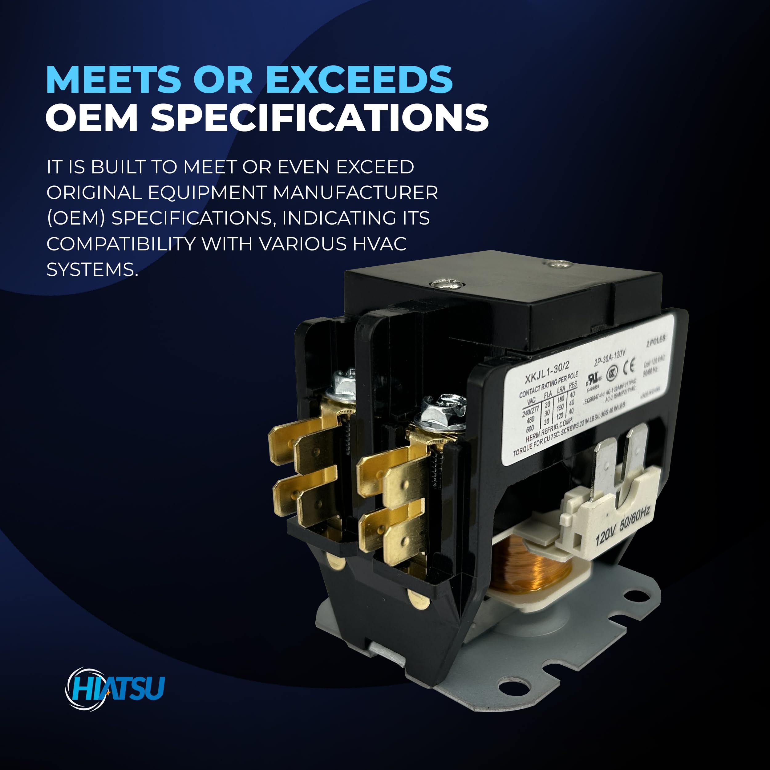 Snapklik.com : HVAC Motor Contactor 2 Pole FLA 30 Amp 120V Air ...