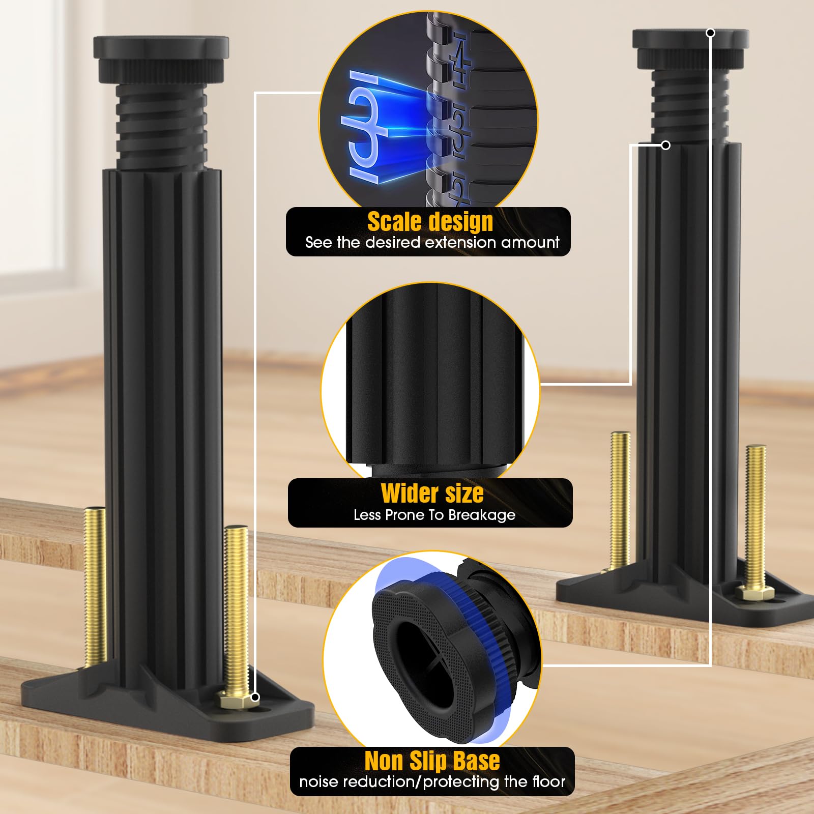 Snapklik.com : Pisman Adjustable Height Center Support Leg For Bed ...
