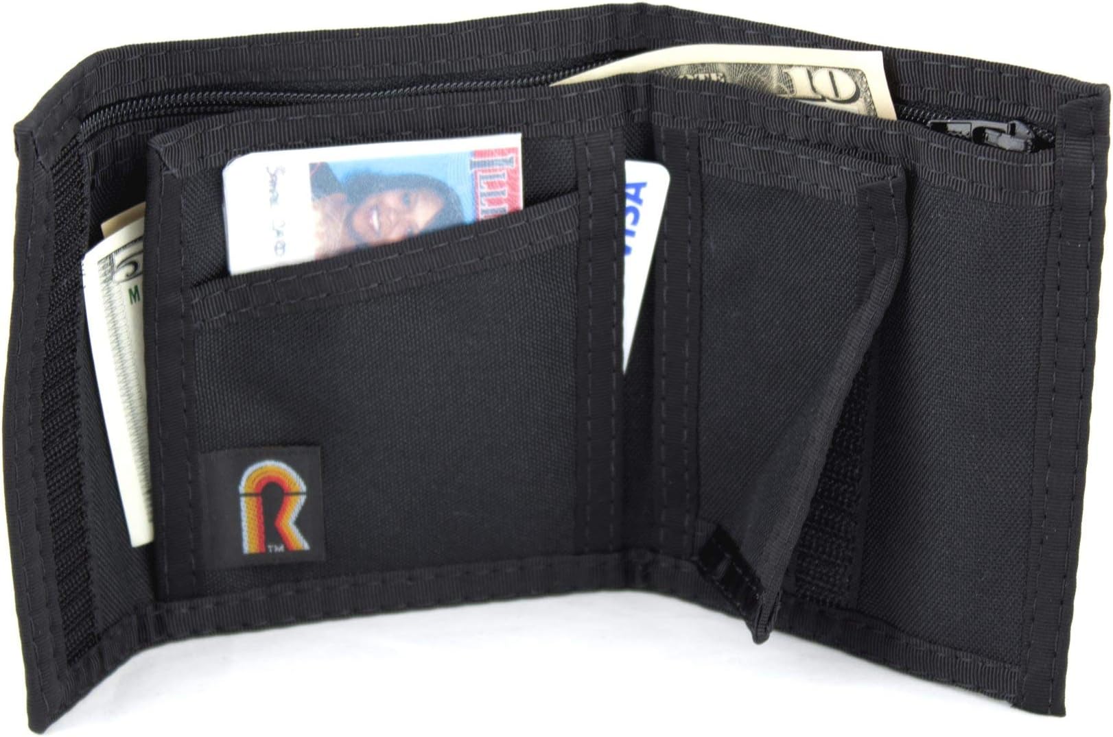 Amazon.com: RFID Nylon Trifold Hook and Loop Wallet. w/Inside ID Window ...