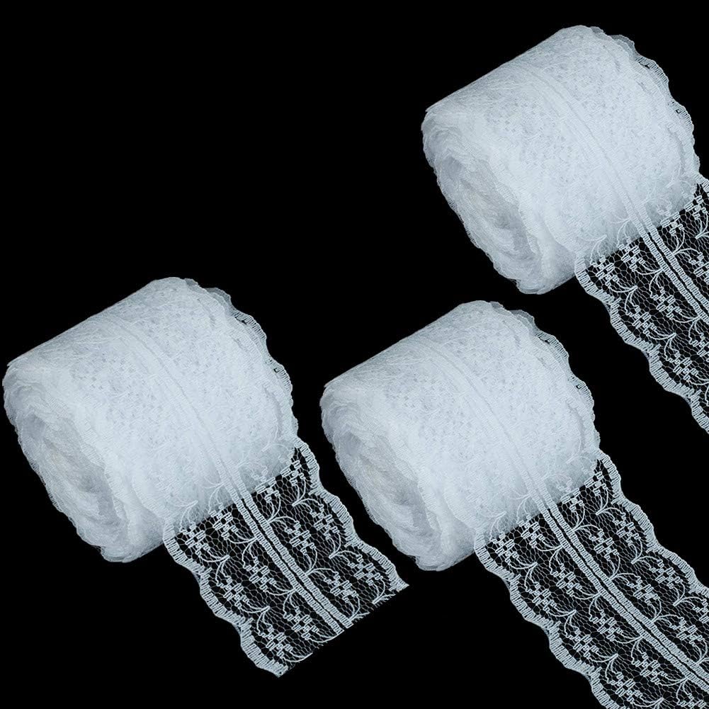 Amazon.com: 3 Rolls 10 Yards Floral Lace Ribbon Lace Trim Webbing ...