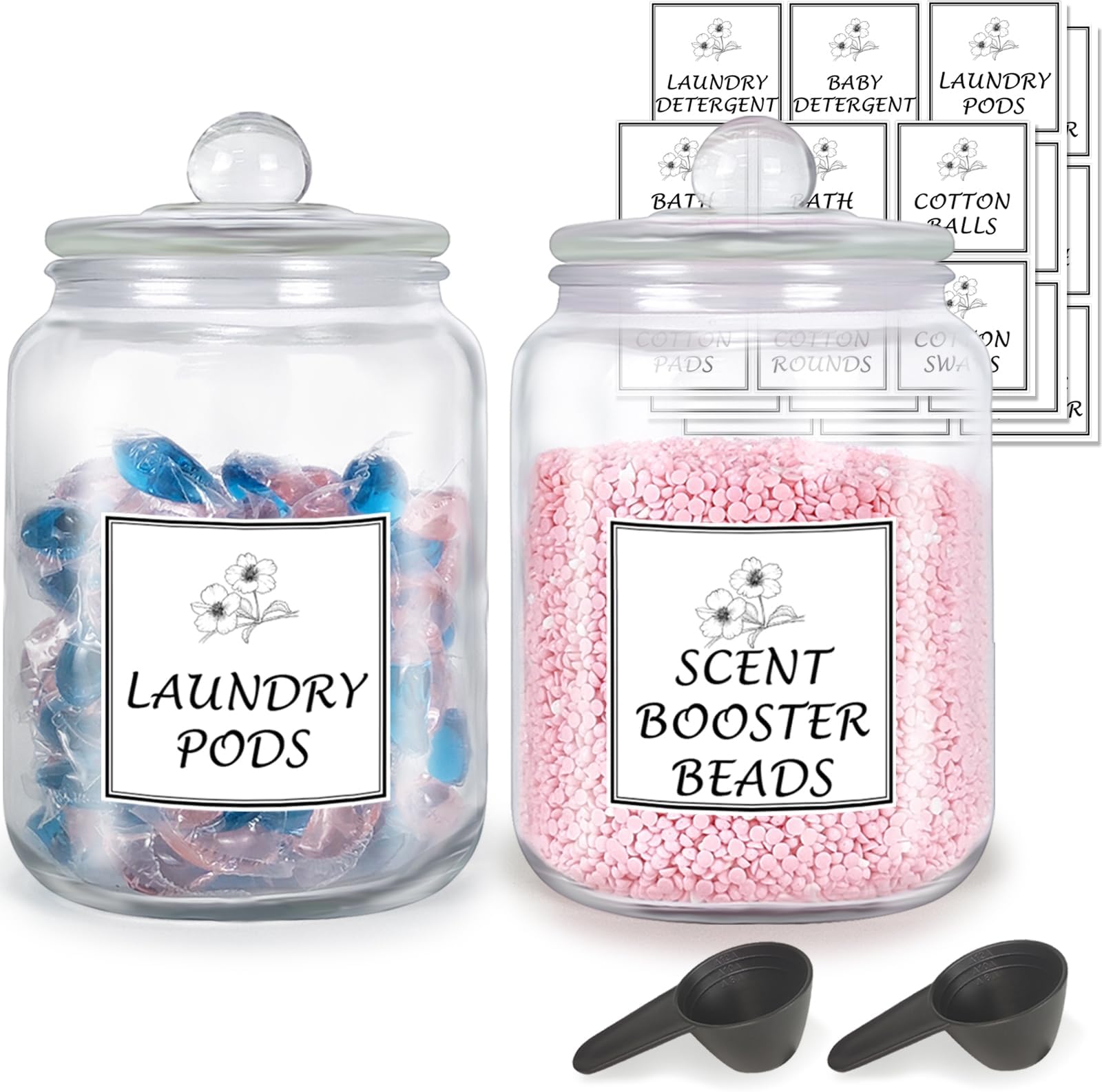 Amazon.com: Glass Laundry Storage Containers for Powder- Two One Gallon ...