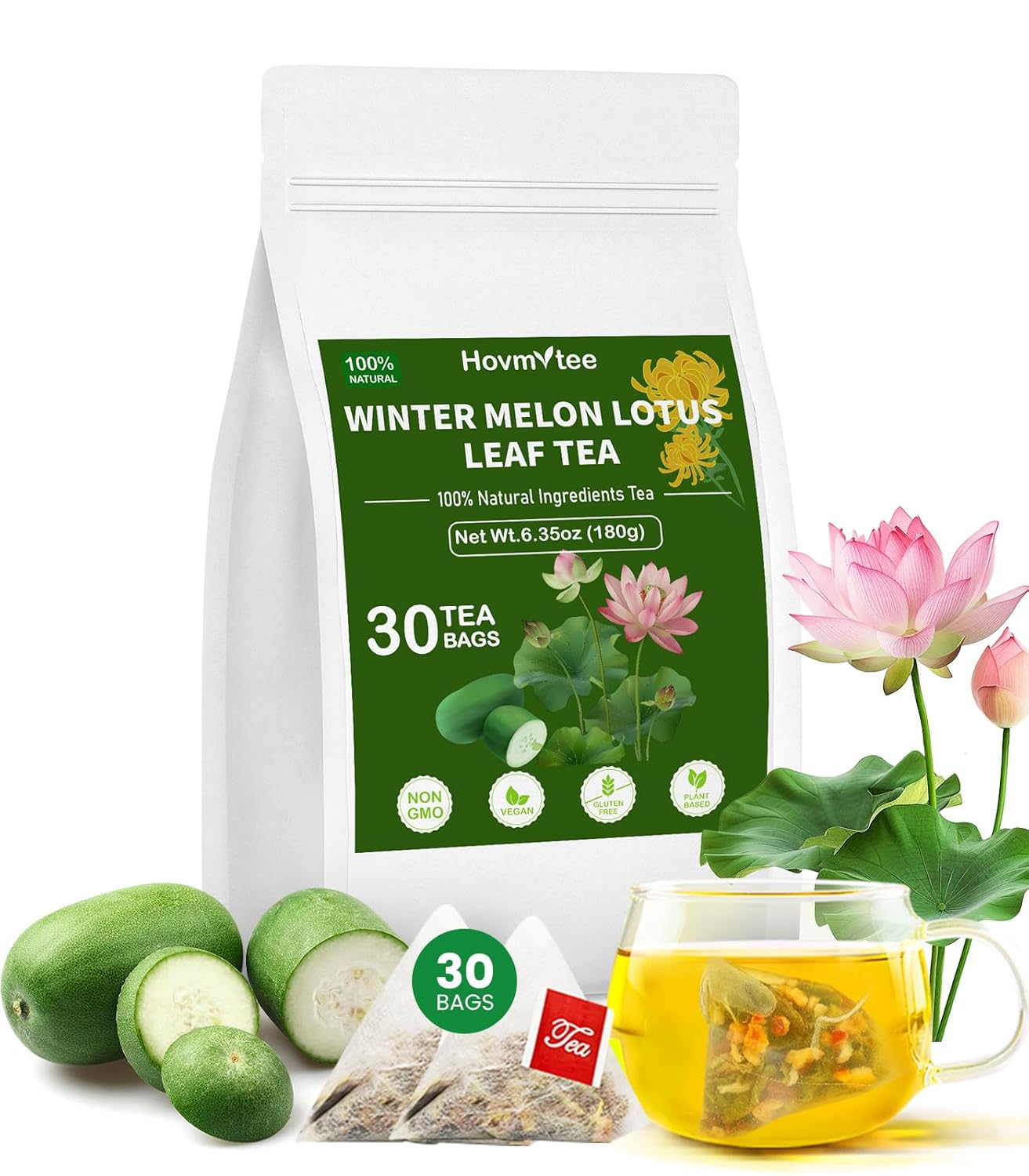 Amazon.com : 30Pcs Winter Melon Lotus Leaf Tea, Oil Cleansing Tea for ...