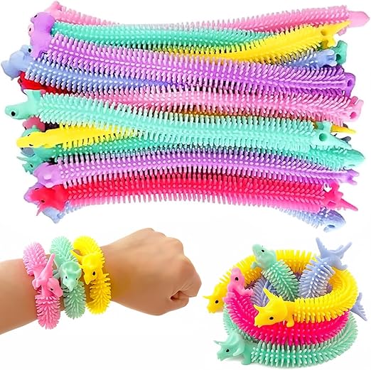 Amazon.com: Red, Green, & Blue Rubber Stretchy Dinosaur Toys - 7.25 ...