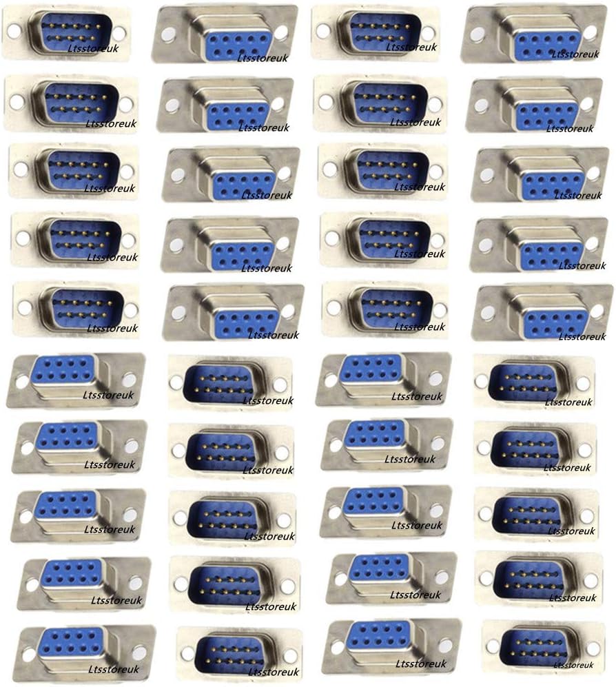 40Pcs RS232 Parallel DB9 Serial Port VGA 9 Pin Male/Female Solder ...