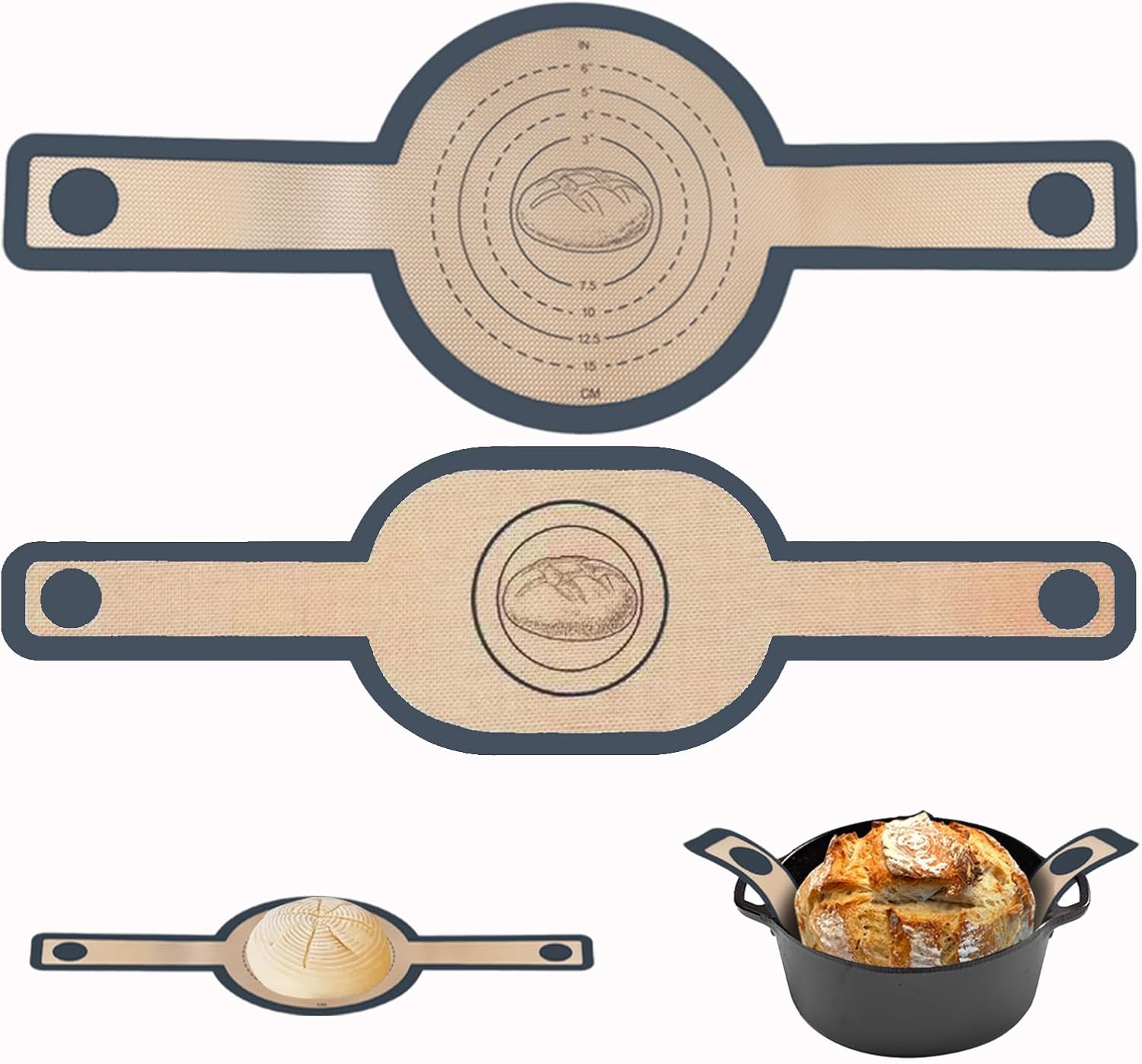 Amazon.com: 2 Pcs Silicone Bread Sling, Sourdough Bread Baking Supplies ...
