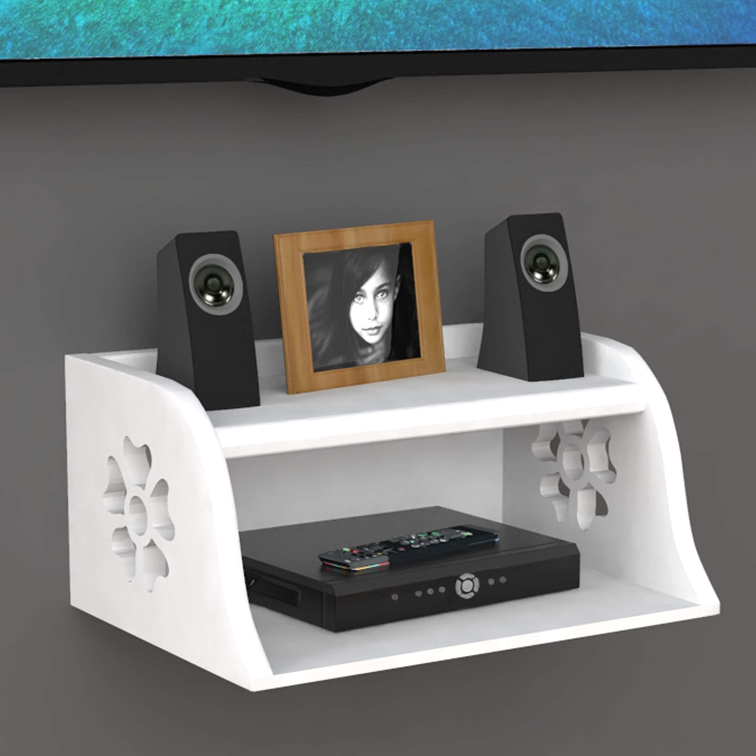 AMAZE SHOPPEE Wooden Set Top Box Wall Shelf for Setup Box/WiFi Router ...