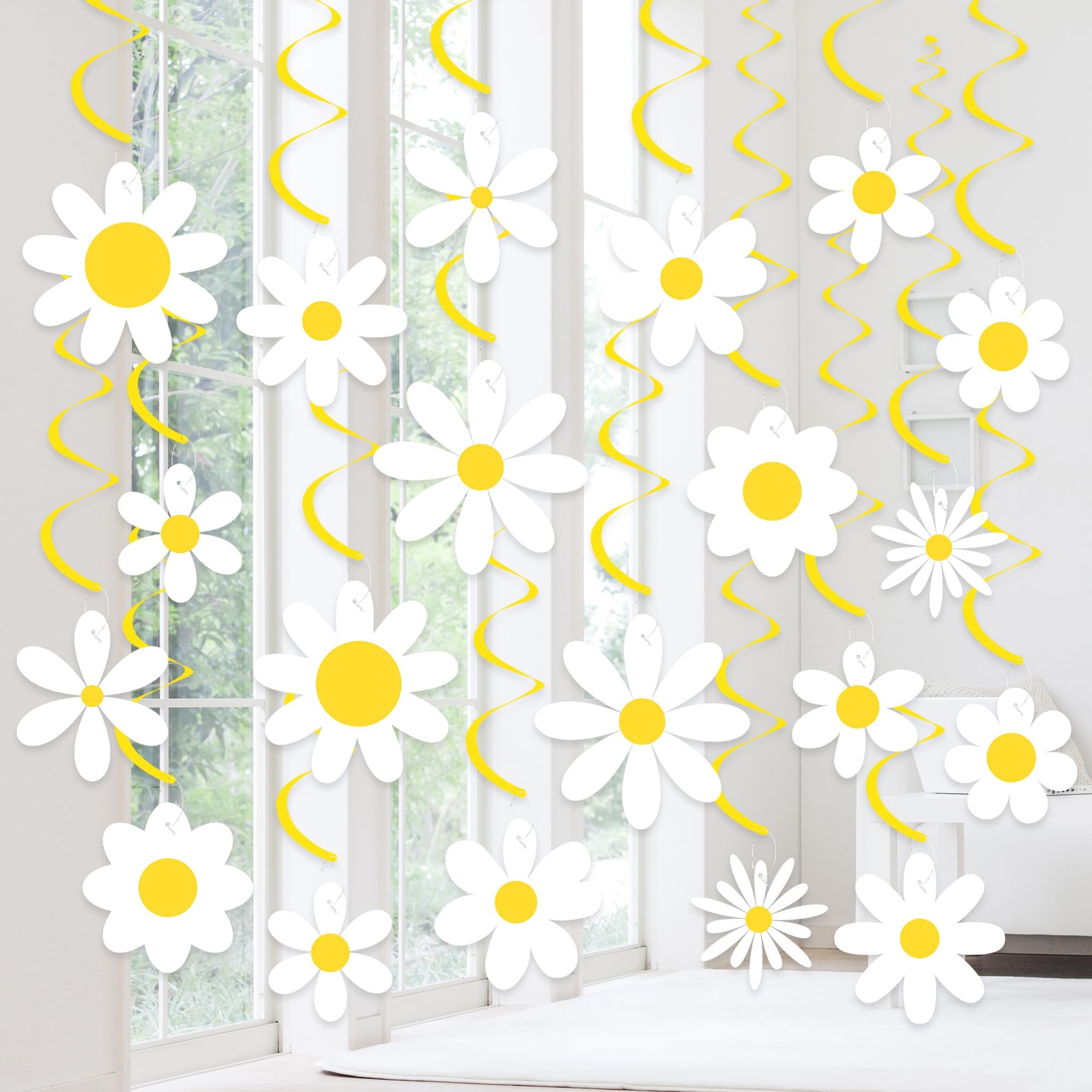 Amazon.com: 72 Pcs Groovy Daisy Flower Hanging Swirls Colorful Daisy ...