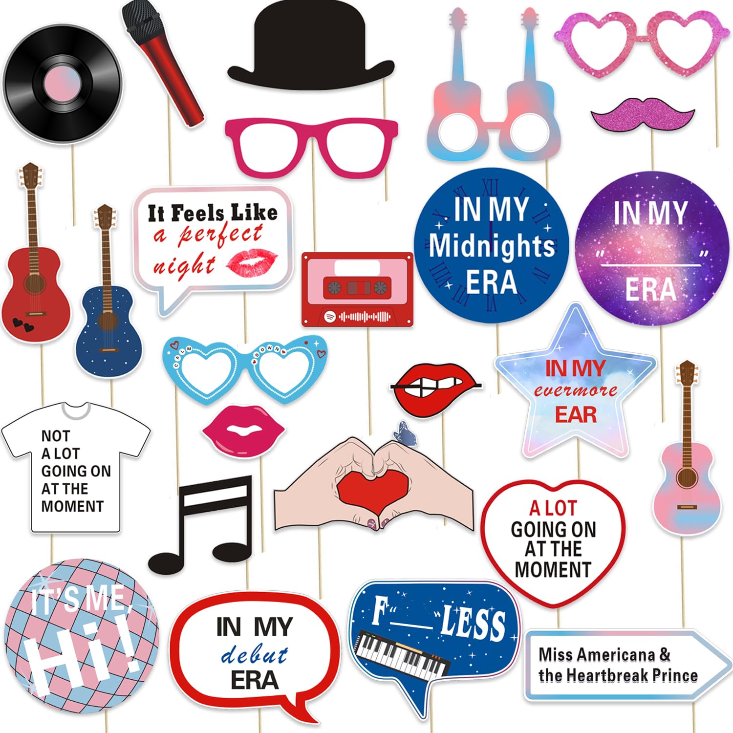 Amazon.com: 31pcs Singer Party Decorations Photo Booth Props, TS Party ...