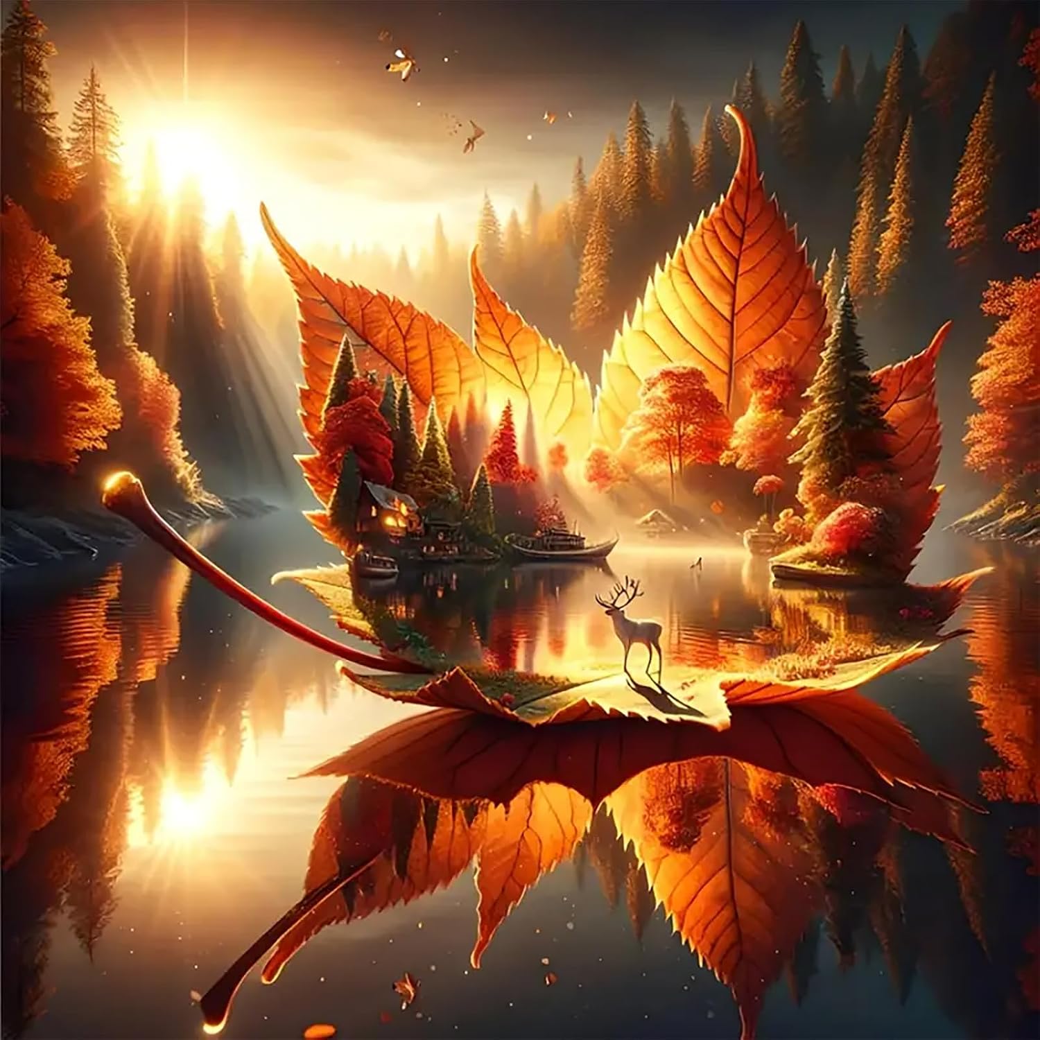 Amazon.com: AREOPNMG 5D Fall Maple Leaf Diamond Painting Kits for ...